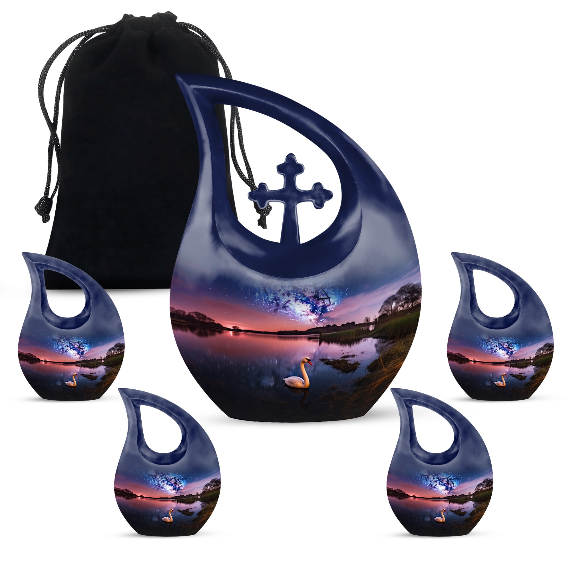 MUKTIVE White Swan Combo Sets Cremation Urns for Human Ashes Adult Male ...