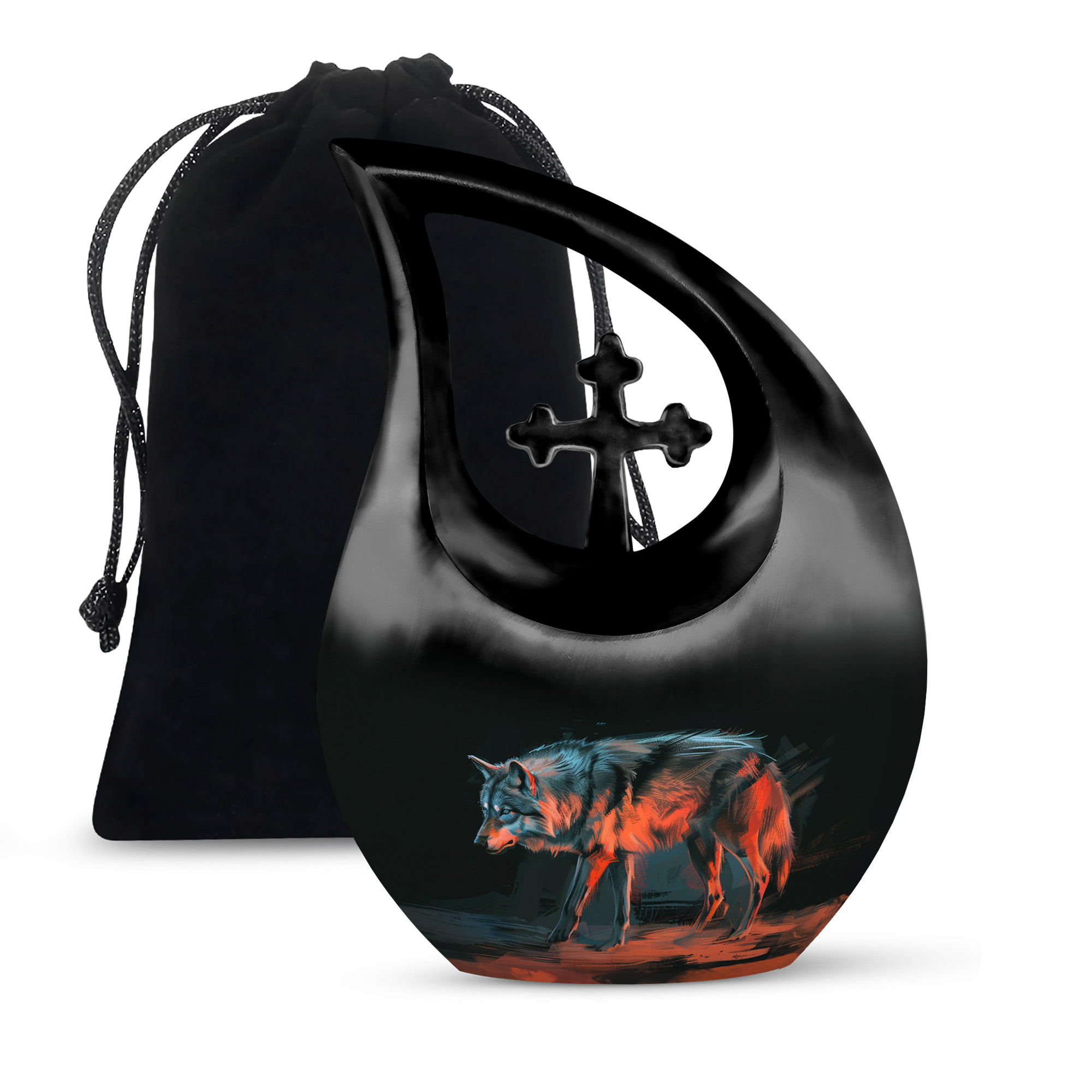 MUKTIVE Wolf Large Cremation Urn for Human Ashes Male & Female - Blue ...