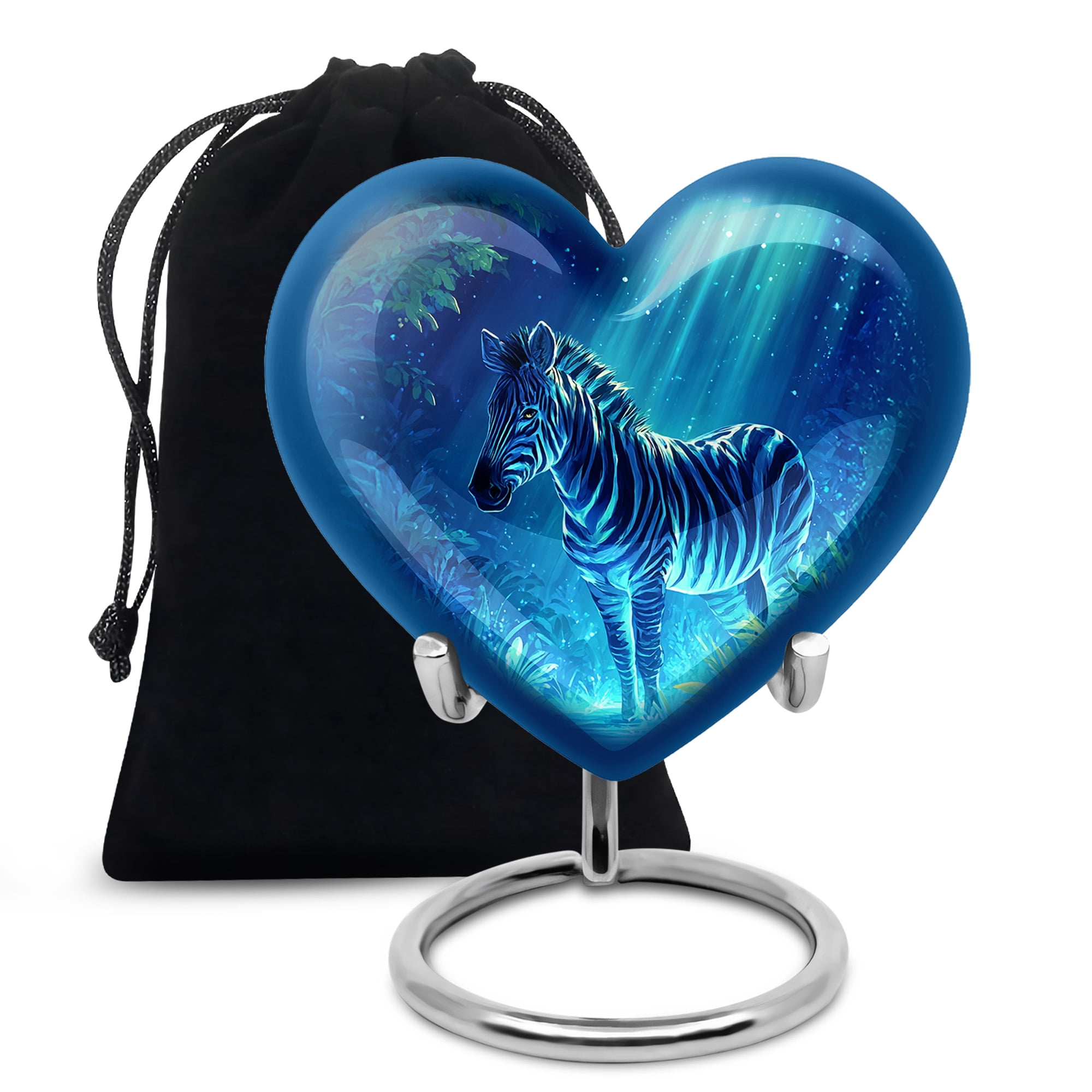 MUKTIVE Zebra Burial Urns for Human Ashes, Blue Memorial Heart ...