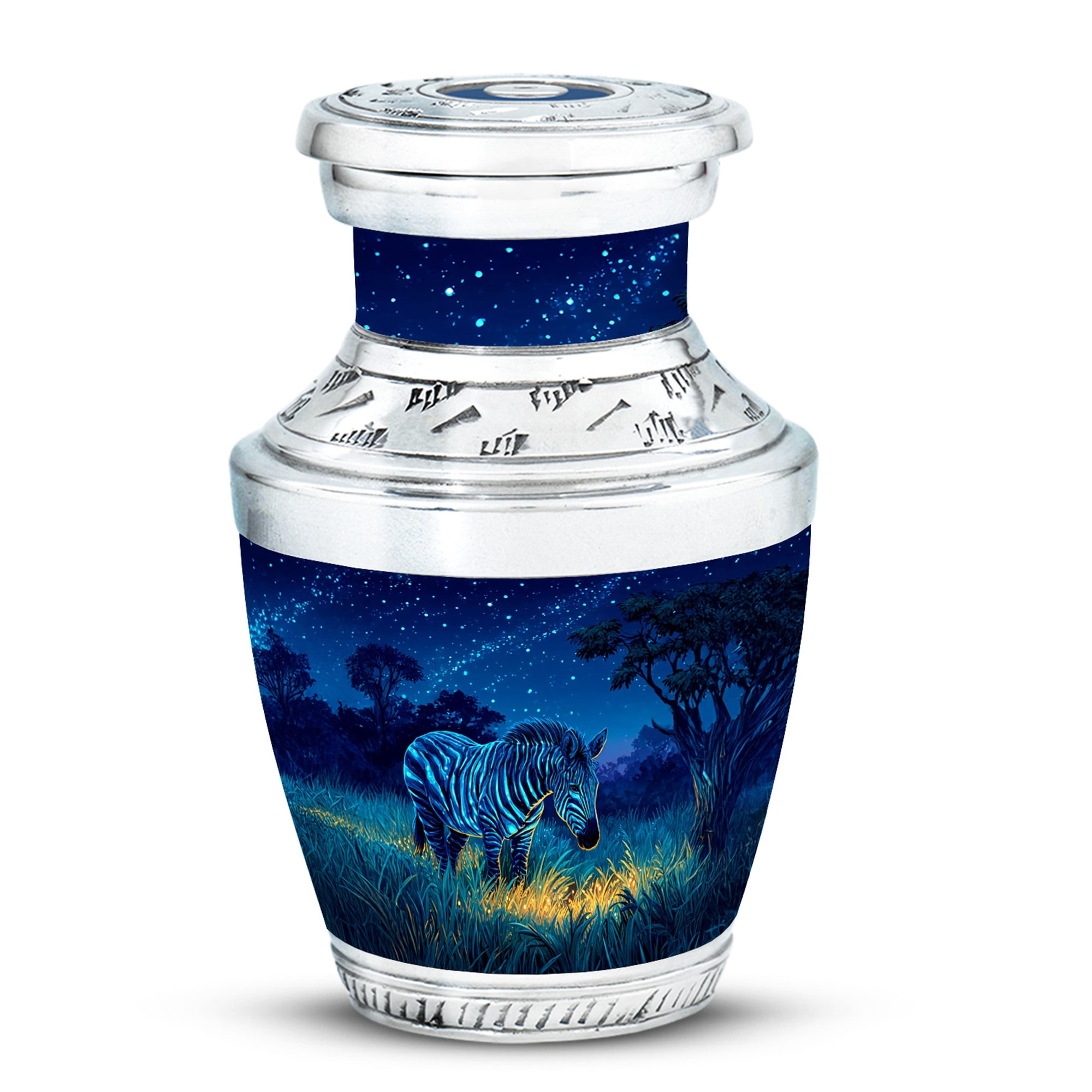 MUKTIVE Zebra Decorative Urn for Human Ashes Female, Blue Keepsake ...