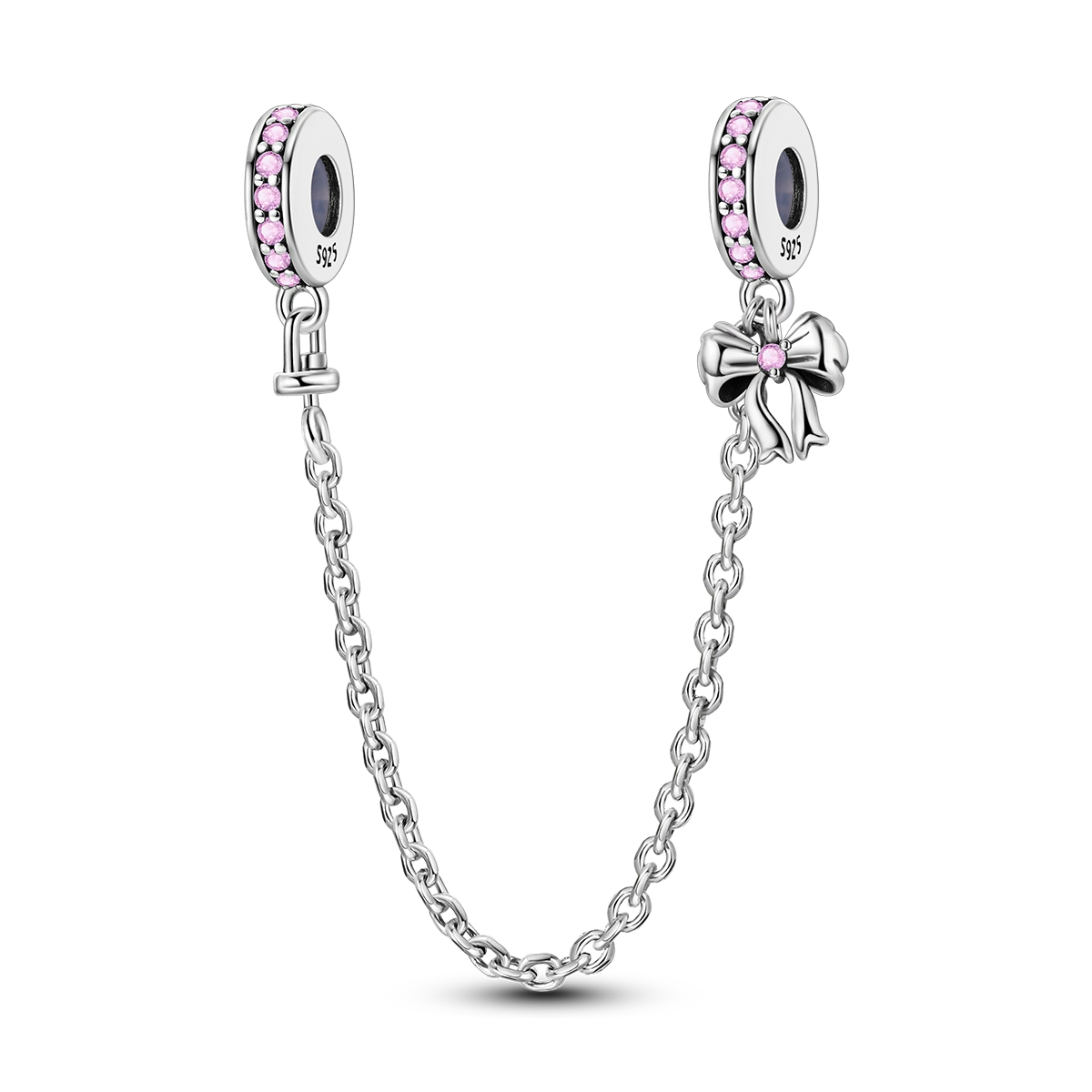 MULA 925 Sterling Silver DIY Charm Safety Chain fit Bracelet 5A Zircon ...