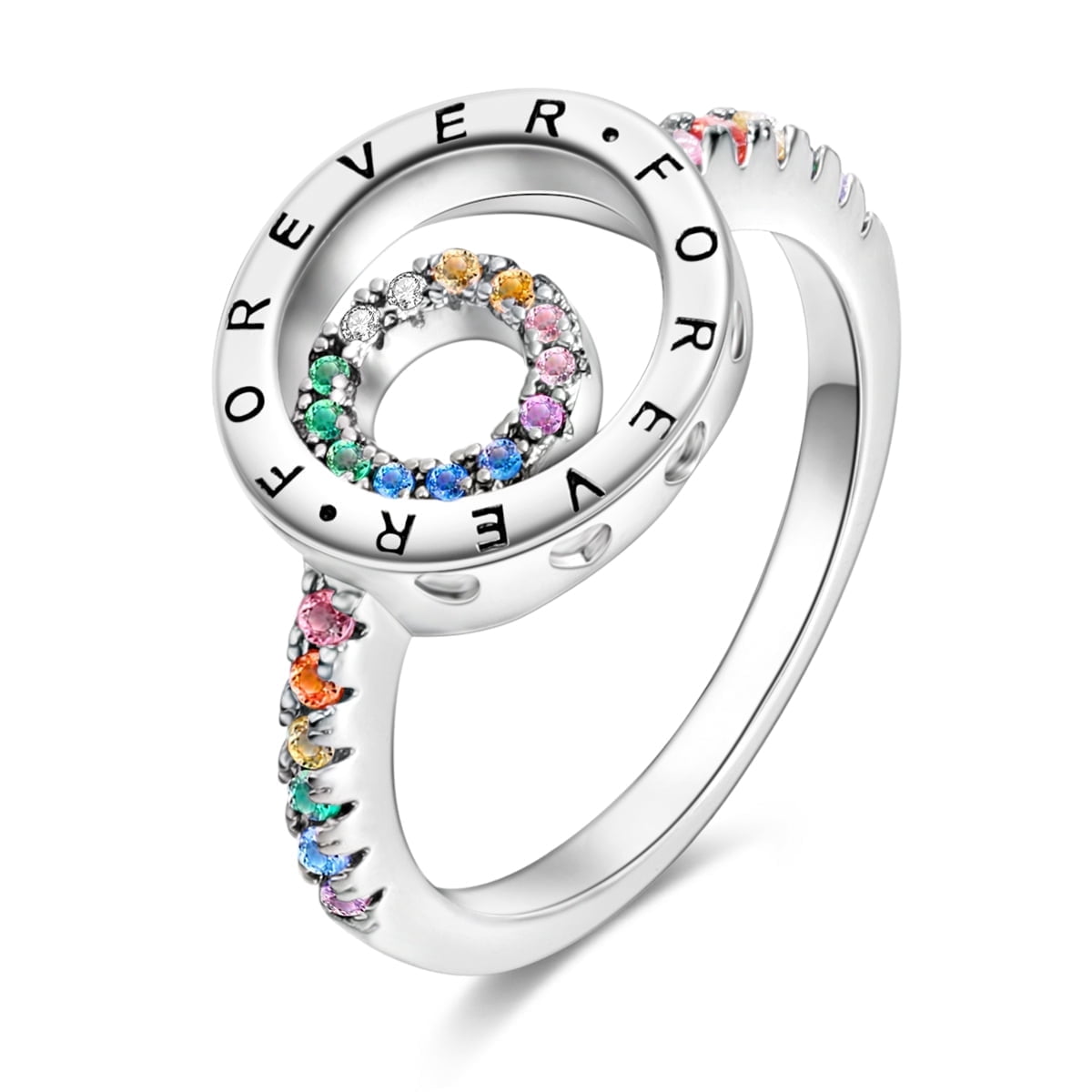 MULA 925 Sterling Silver Rings Forever Stacking with Cubic Zirconia ...