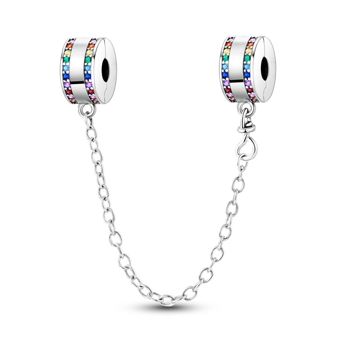 MULA 925 Sterling Silver Stopper Safety Chain for Bracelets Lucky Chromatic Charms Gifts for ...