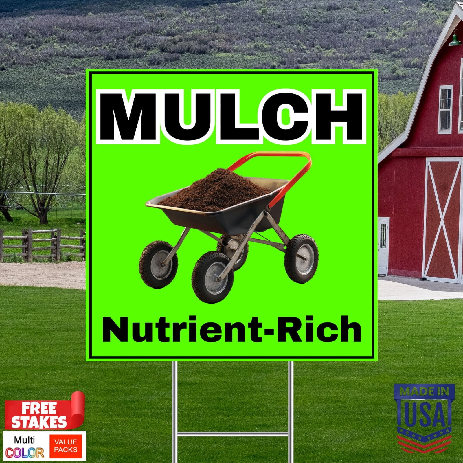 MULCH - Yard Signs - 8 Pack 12x12" – Ready to Use – Includes Stakes ...