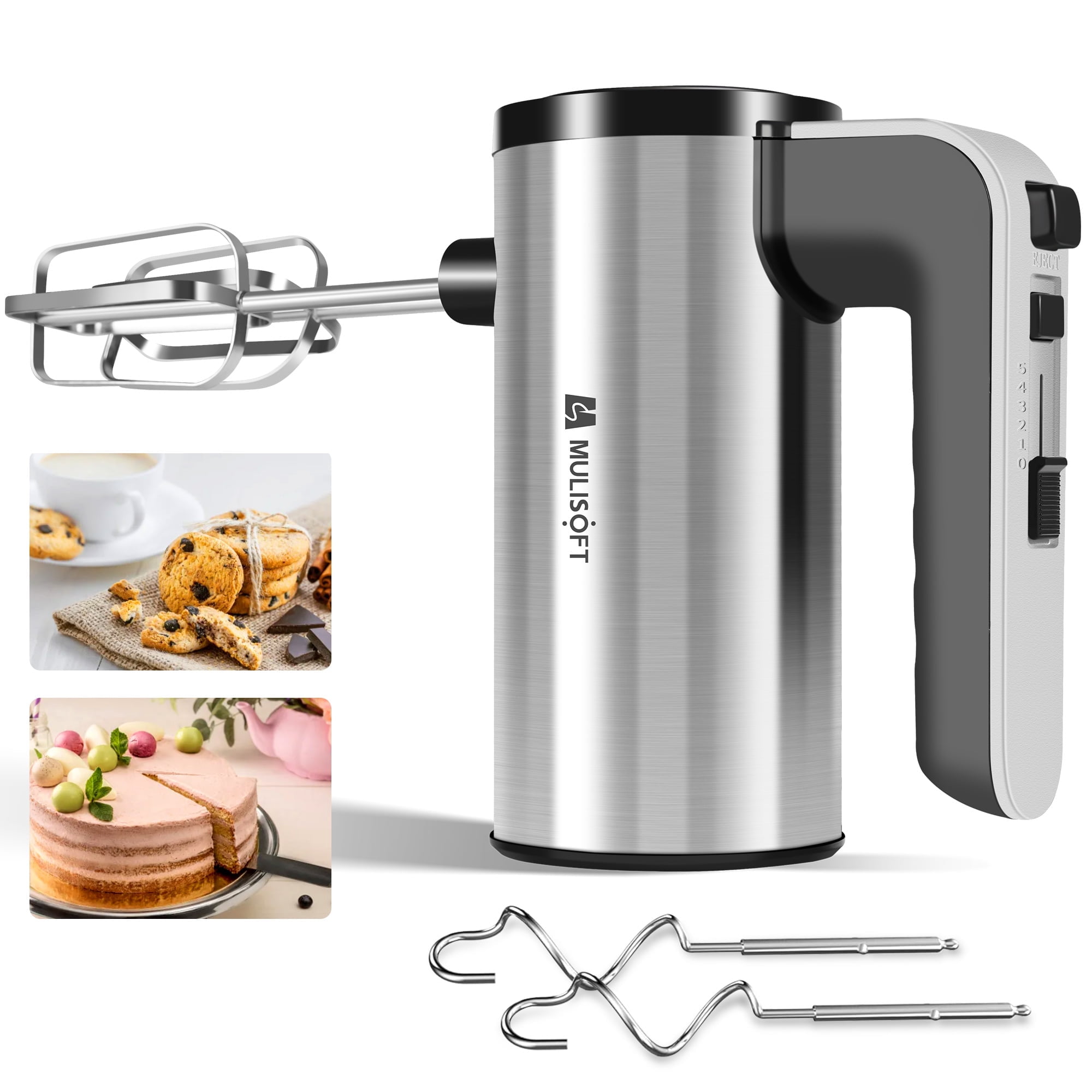 MULISOFT Hand Mixer, Egg Beaters, 5-Speed Hand Mixers for Kitchen, 300W Electric Handheld Mixer ...