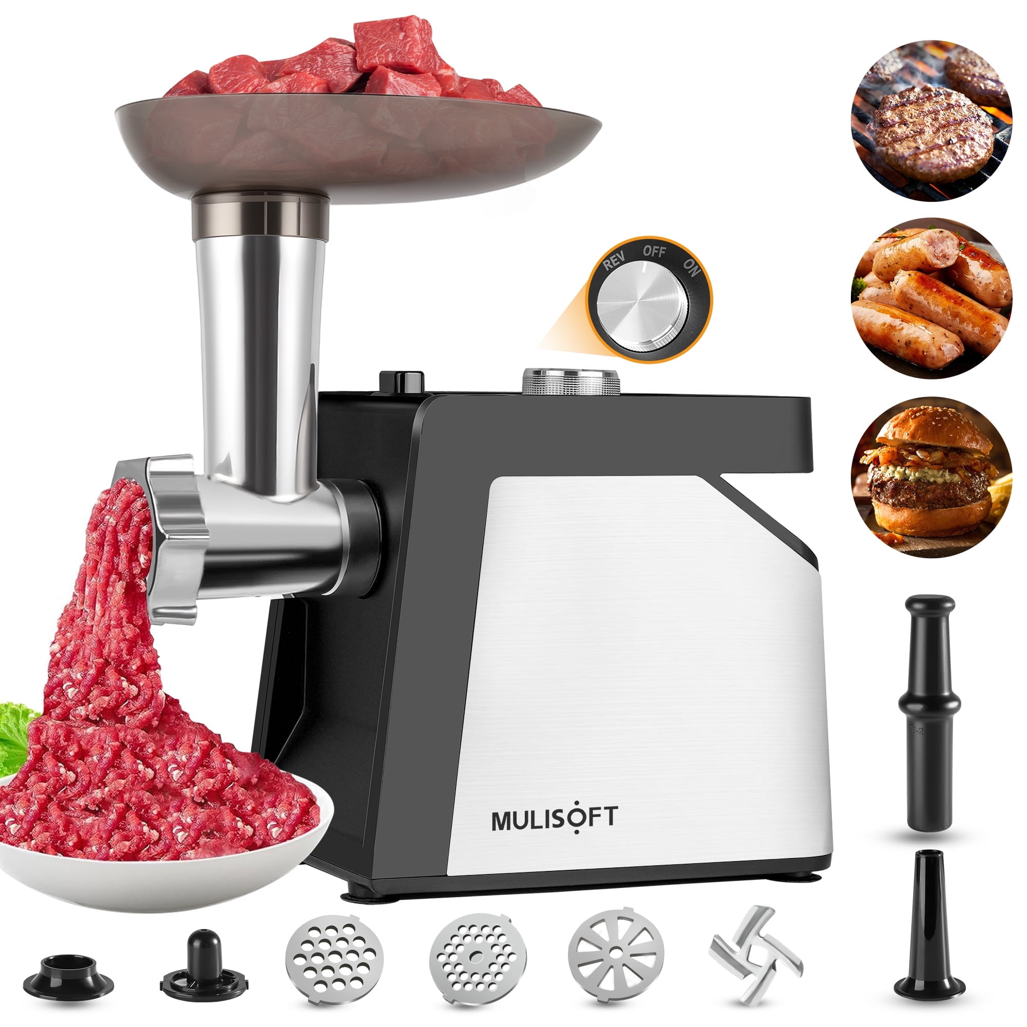 MULISOFT Electric Meat Grinder, 2500W Heavy Duty, Stainless Steel ...