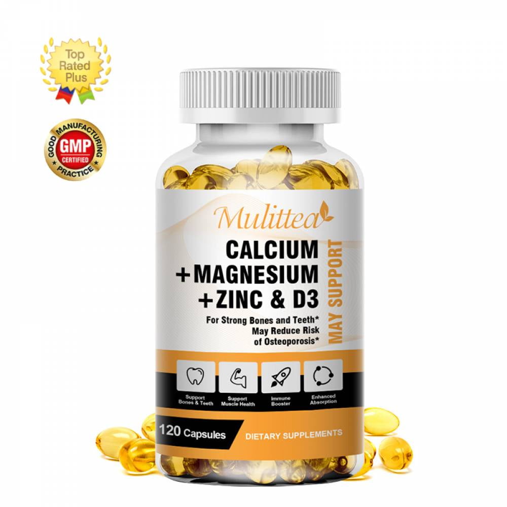 Calcium Magnesium Zinc Capsules, with Vitamin D3 for Strong Bones ...