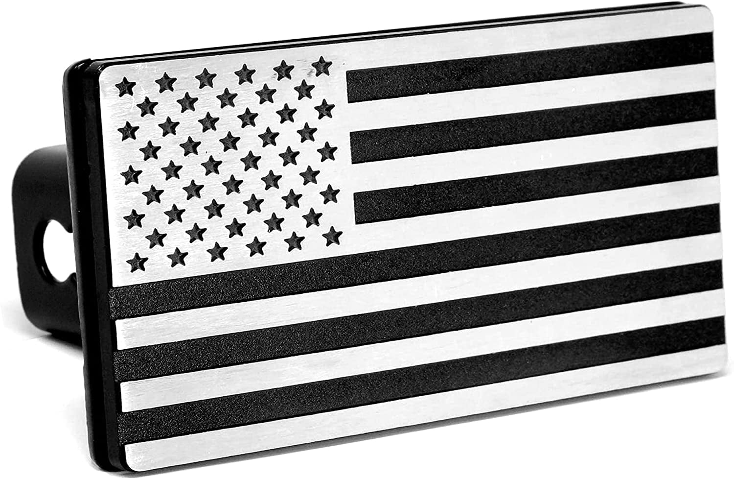 MULL USA Flag Heavy Duty Metal Hitch Cover (Fits 2" Receiver, Chrome ...