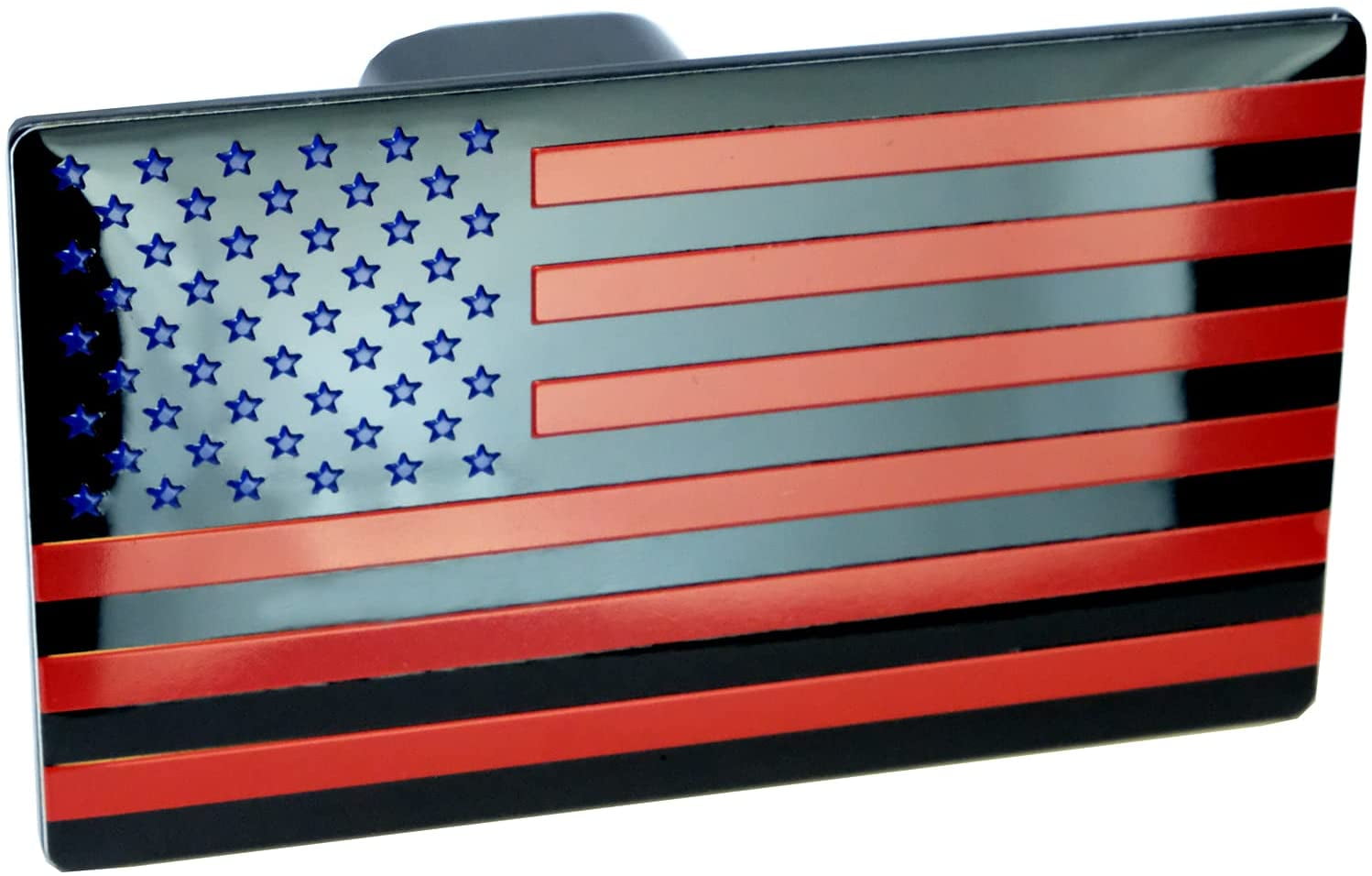 MULL USA Flag Metal Hitch Cover (Fits 2" Receiver, Black Red Blue 7"x4 ...