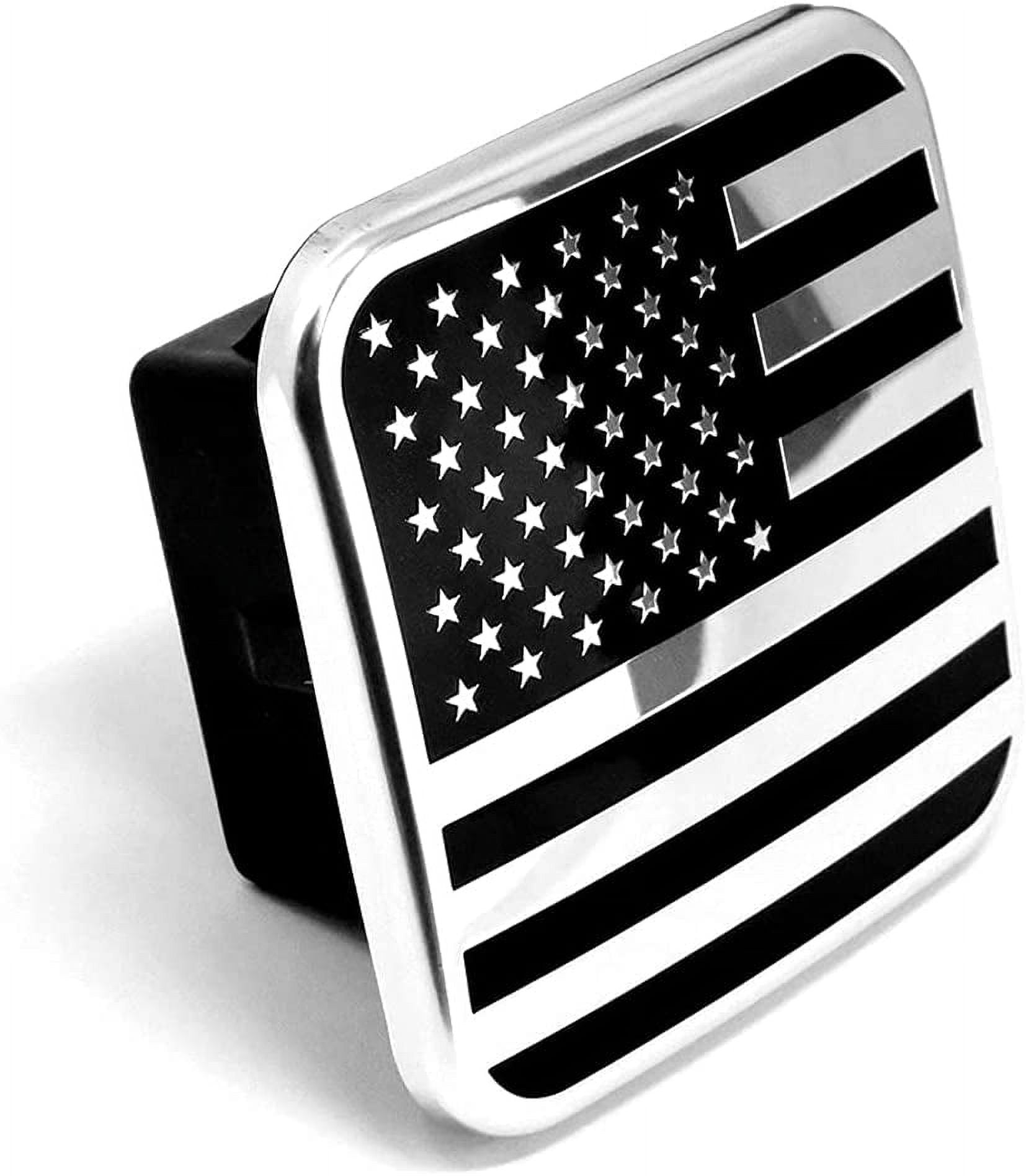 MULL USA Flag Metal Hitch Cover Plug (Fits 1.25" Receiver, Chrome ...