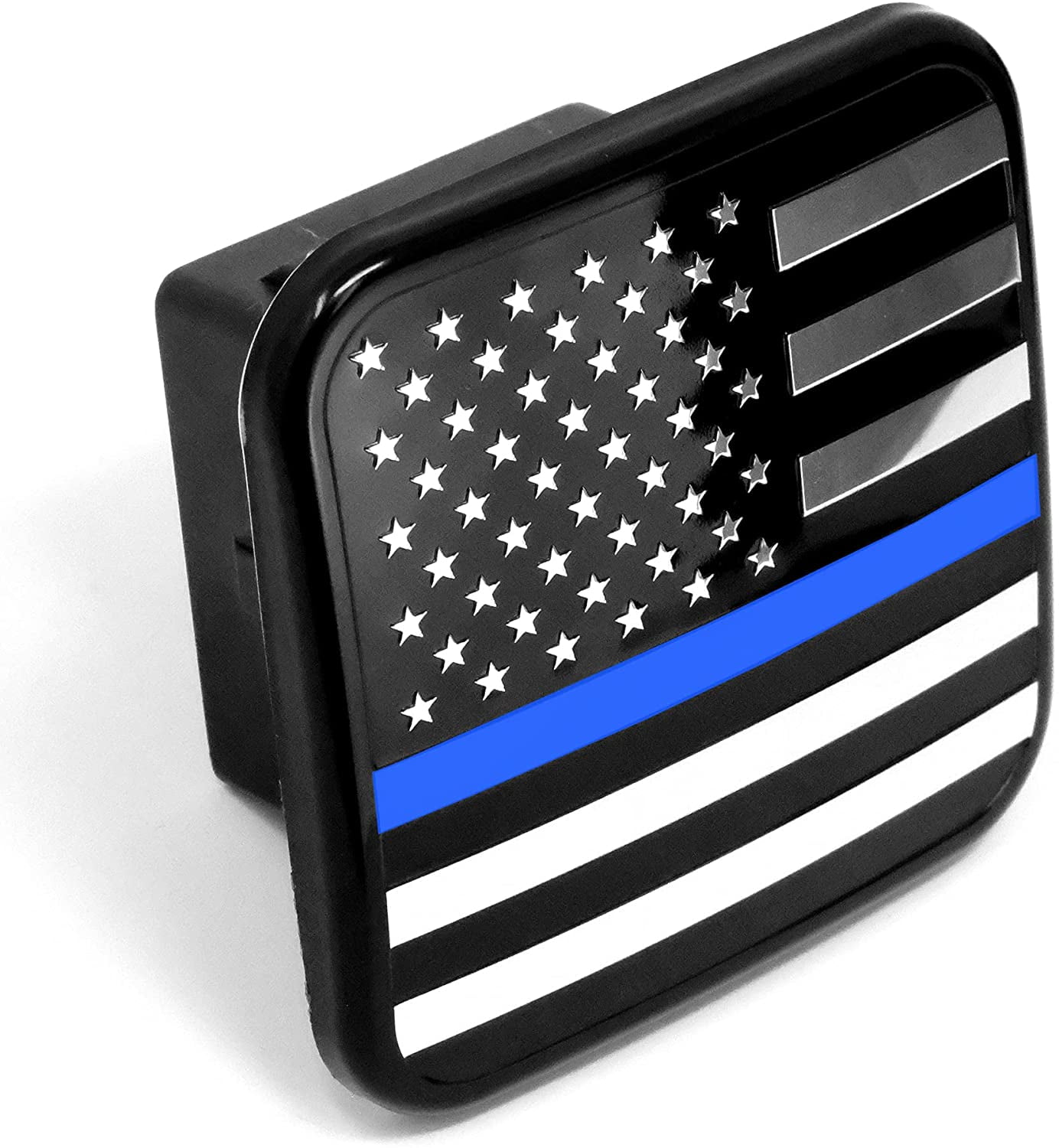 MULL USA Flag Metal Hitch Cover Plug (Fits 2" Receiver, Black & Chrome ...