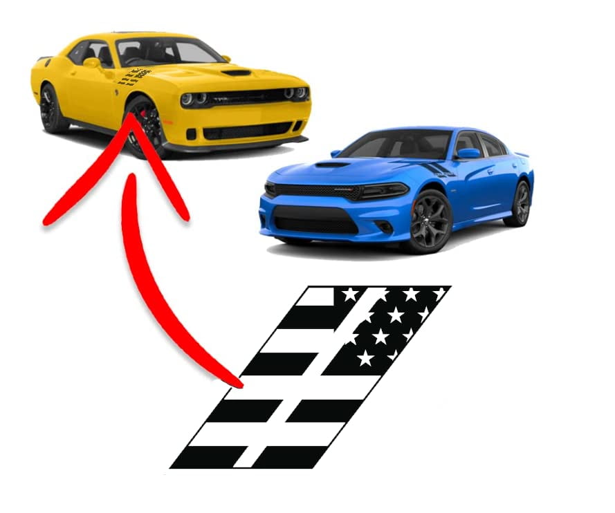 (MULTI-COLOR) flag Hash Stripes decal sticker compatible with Dodge ...