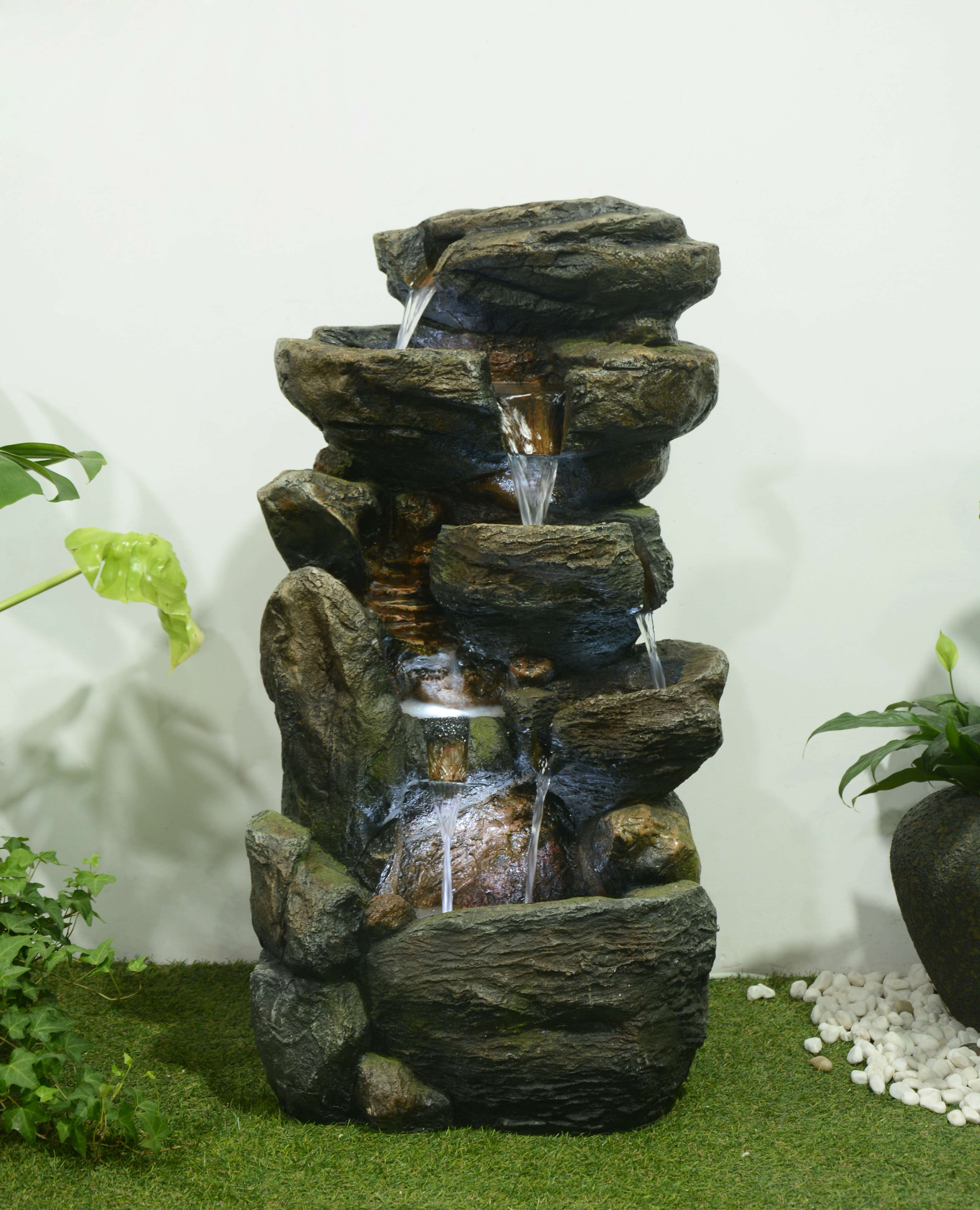 MULTI LEVEL ROCK FOUNTAIN WITH LED LIGHTS - Walmart.com