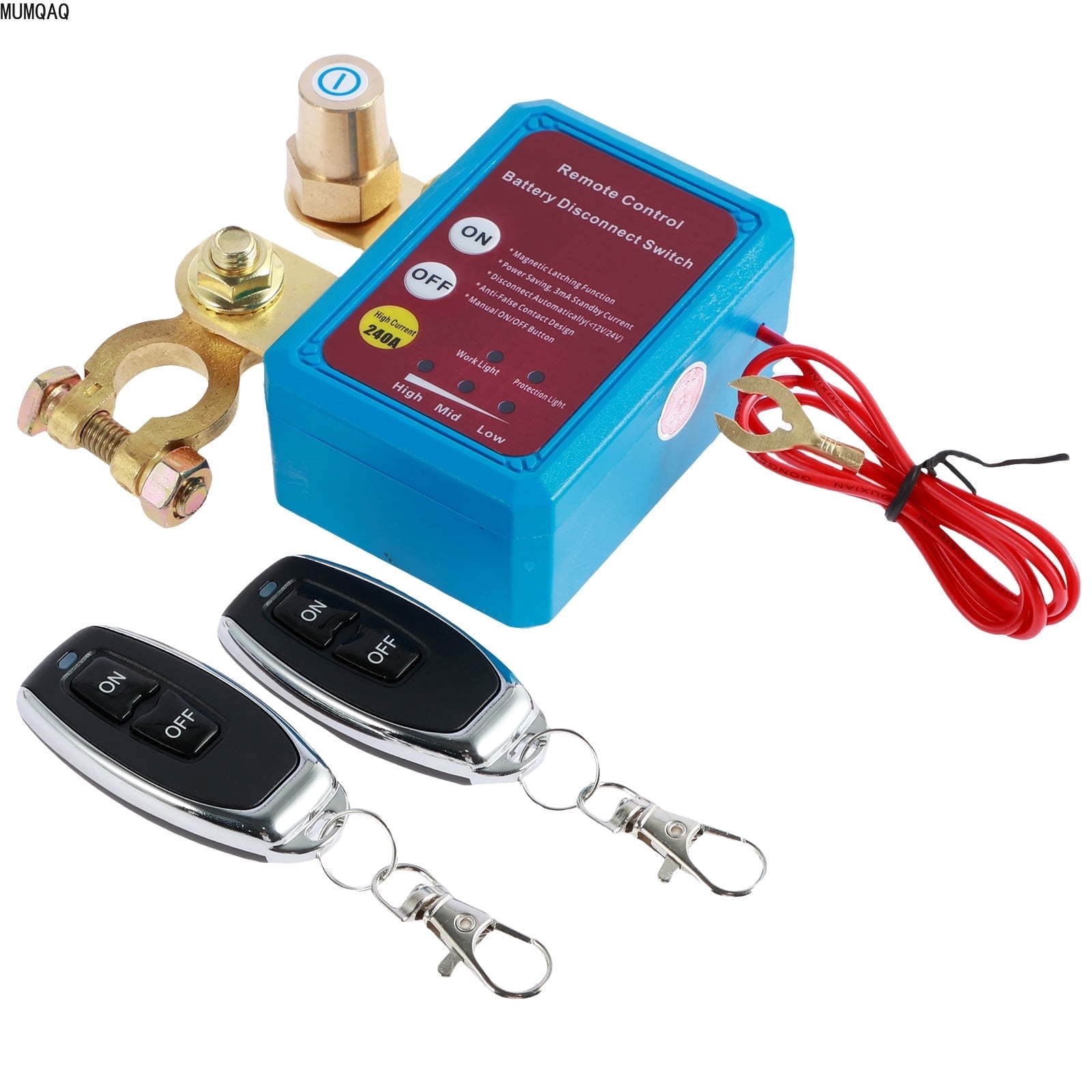 MUMQAQ Remote Battery Disconnect Switch 12V 240A,Upgrade Smart Voltage ...