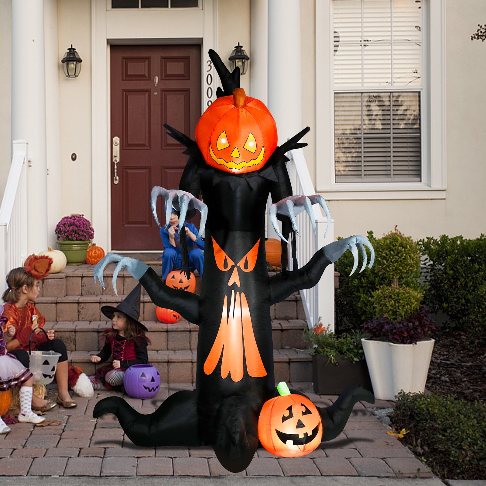 MUMTOP 8ft Inflatable Halloween Decoration, LED Haunted Tree with Ghost ...