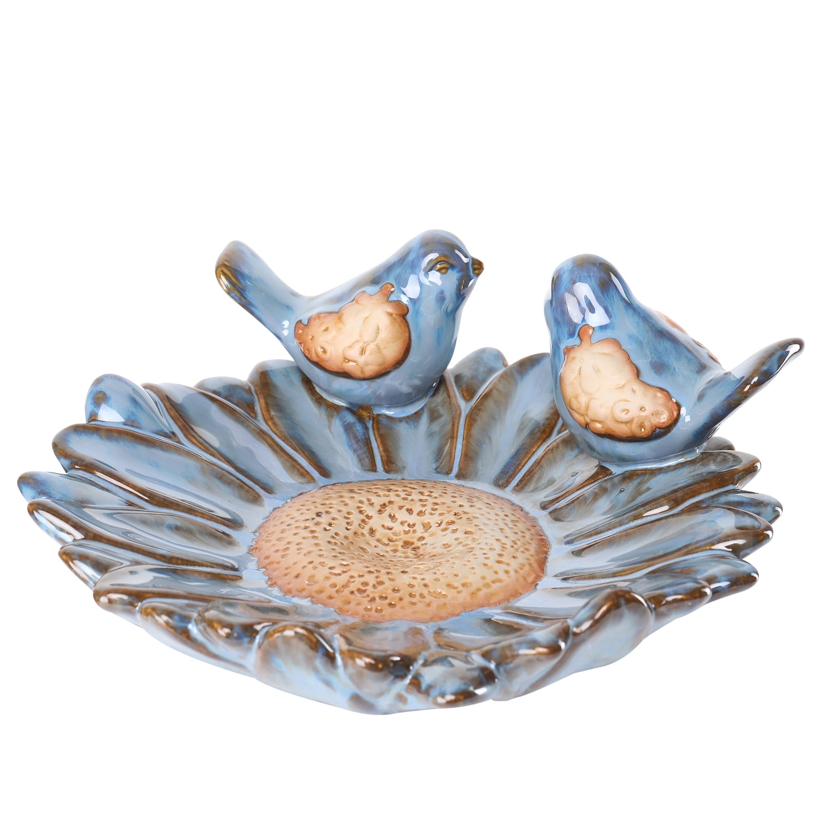 MUMTOP Ceramic Bird Bath Bowl Chrysanthemum Design, Small Bird Baths ...