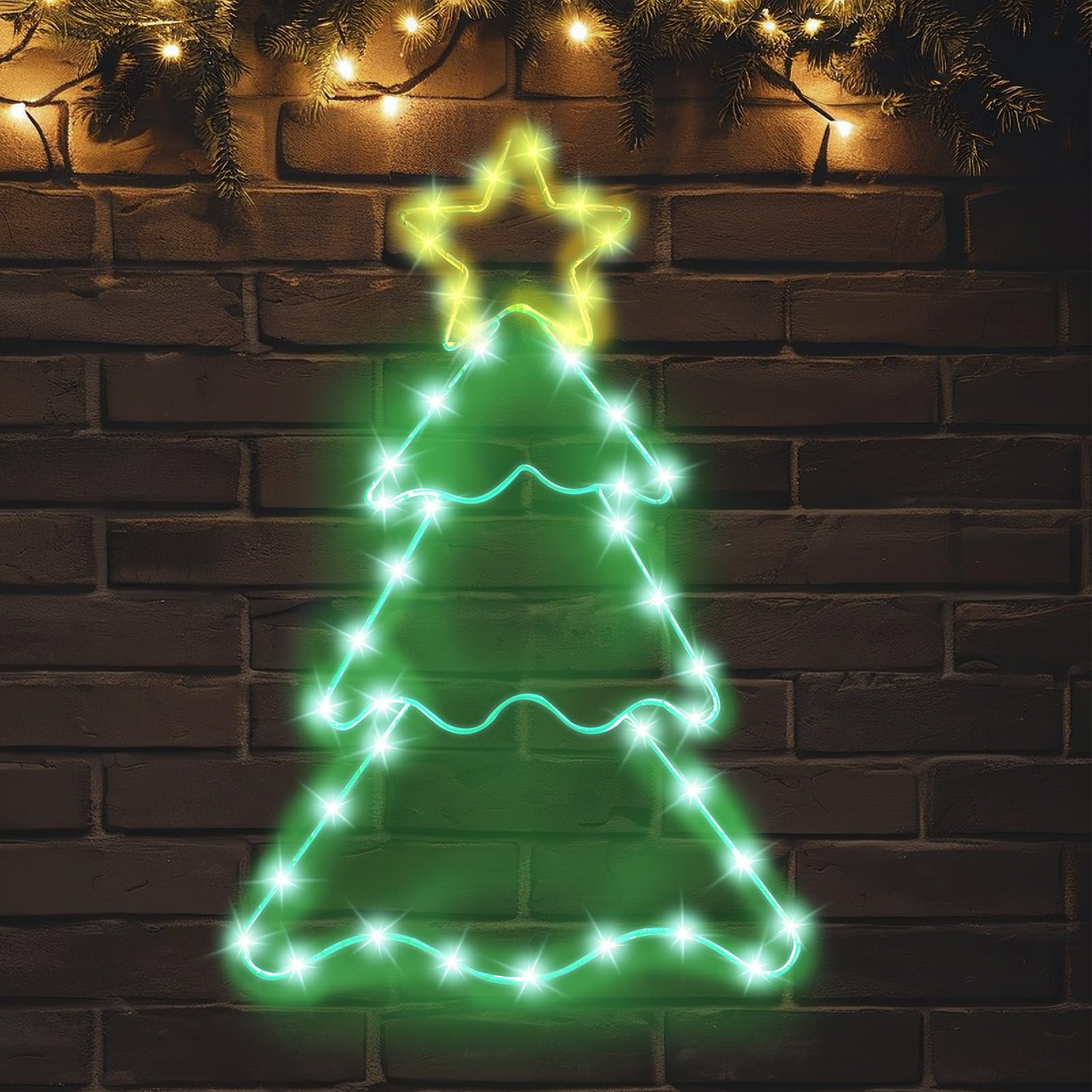 MUMTOP Christmas Window Silhouette Lights, Light Up Christmas Tree ...