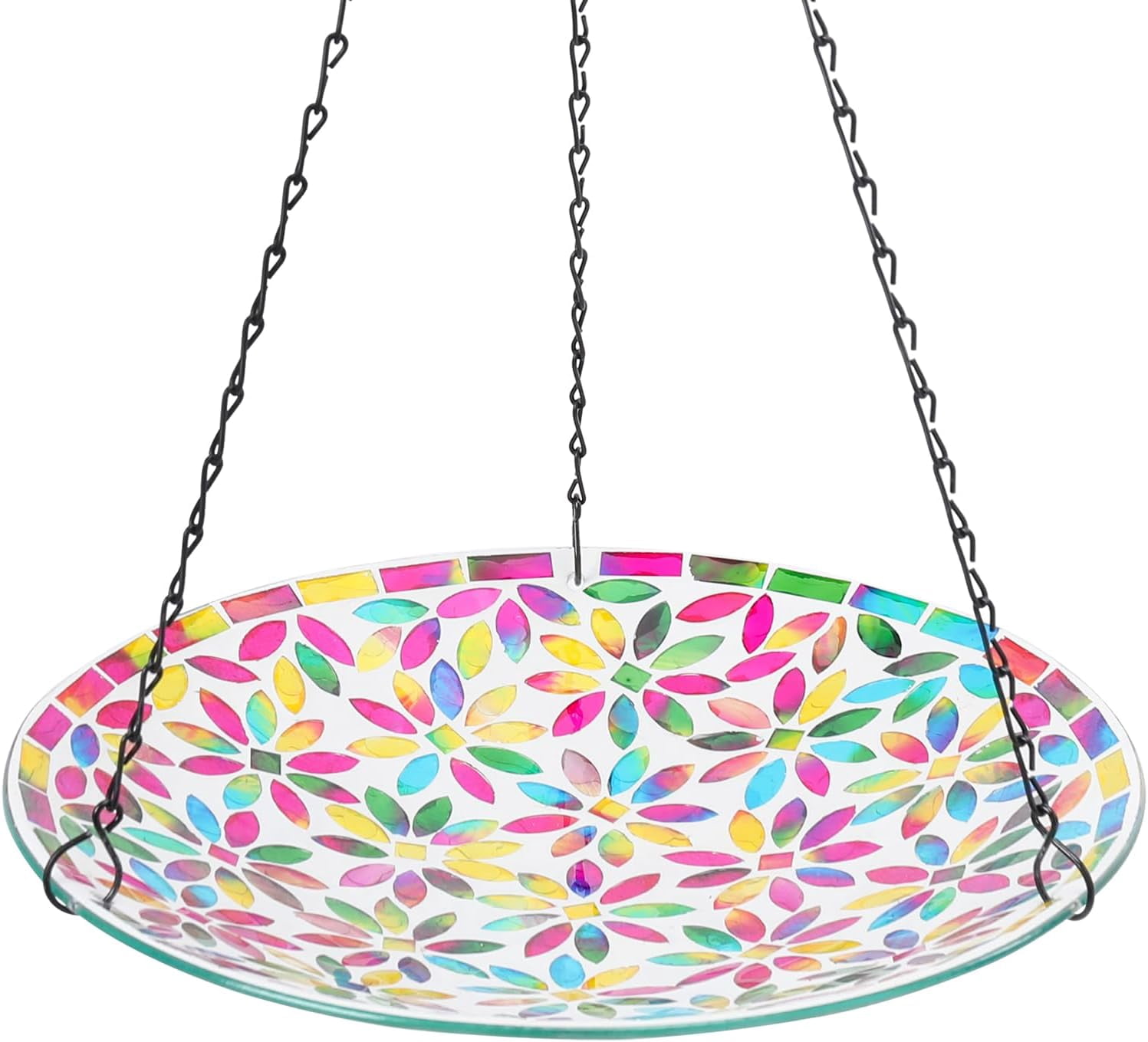 MUMTOP Mosaic Hanging Bird Bath-Bird Baths for Outdoors - 12 Inch Glass ...