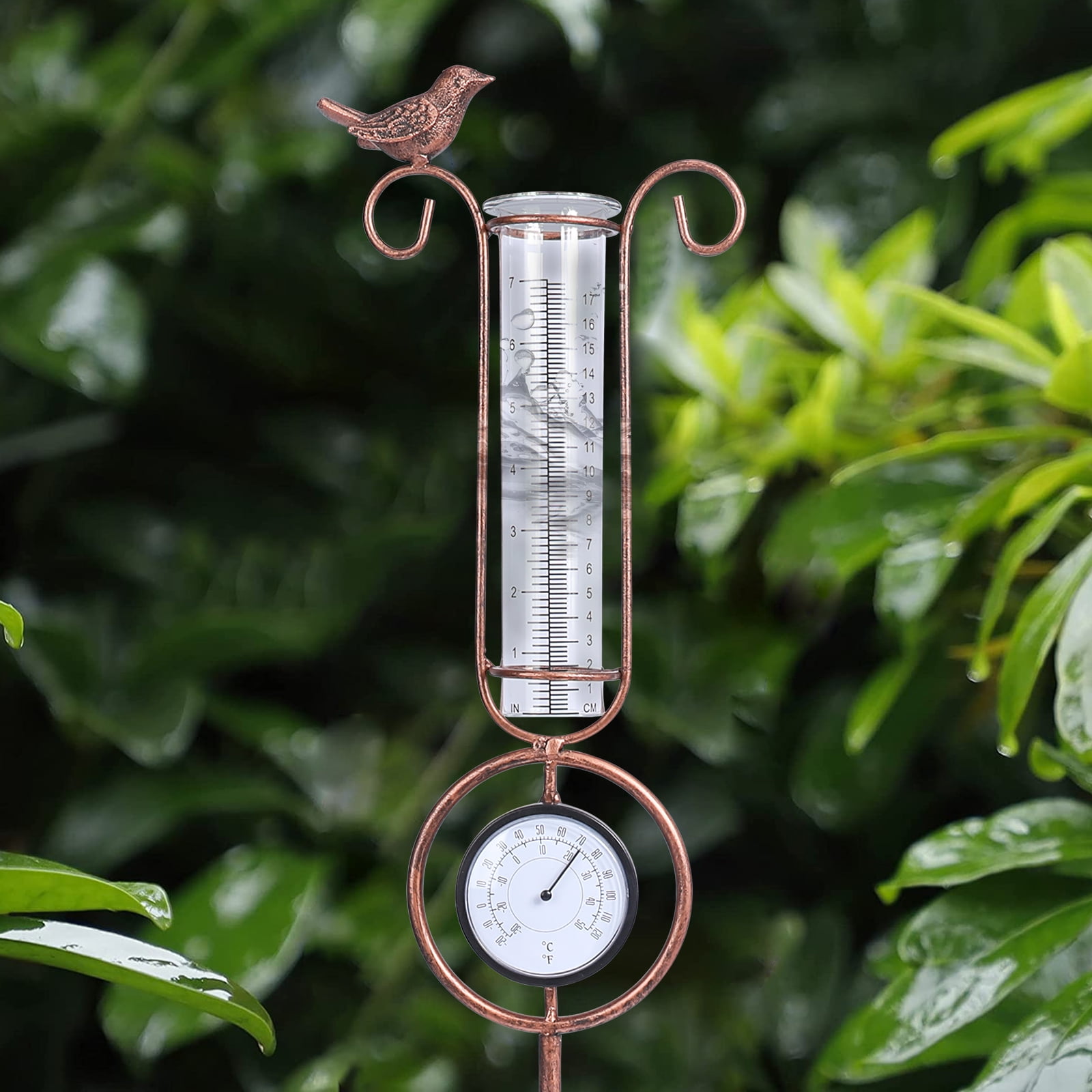 MUMTOP 36 Inch Tall Rain Gauge Outdoor - Metal Bird Garden Stake with ...