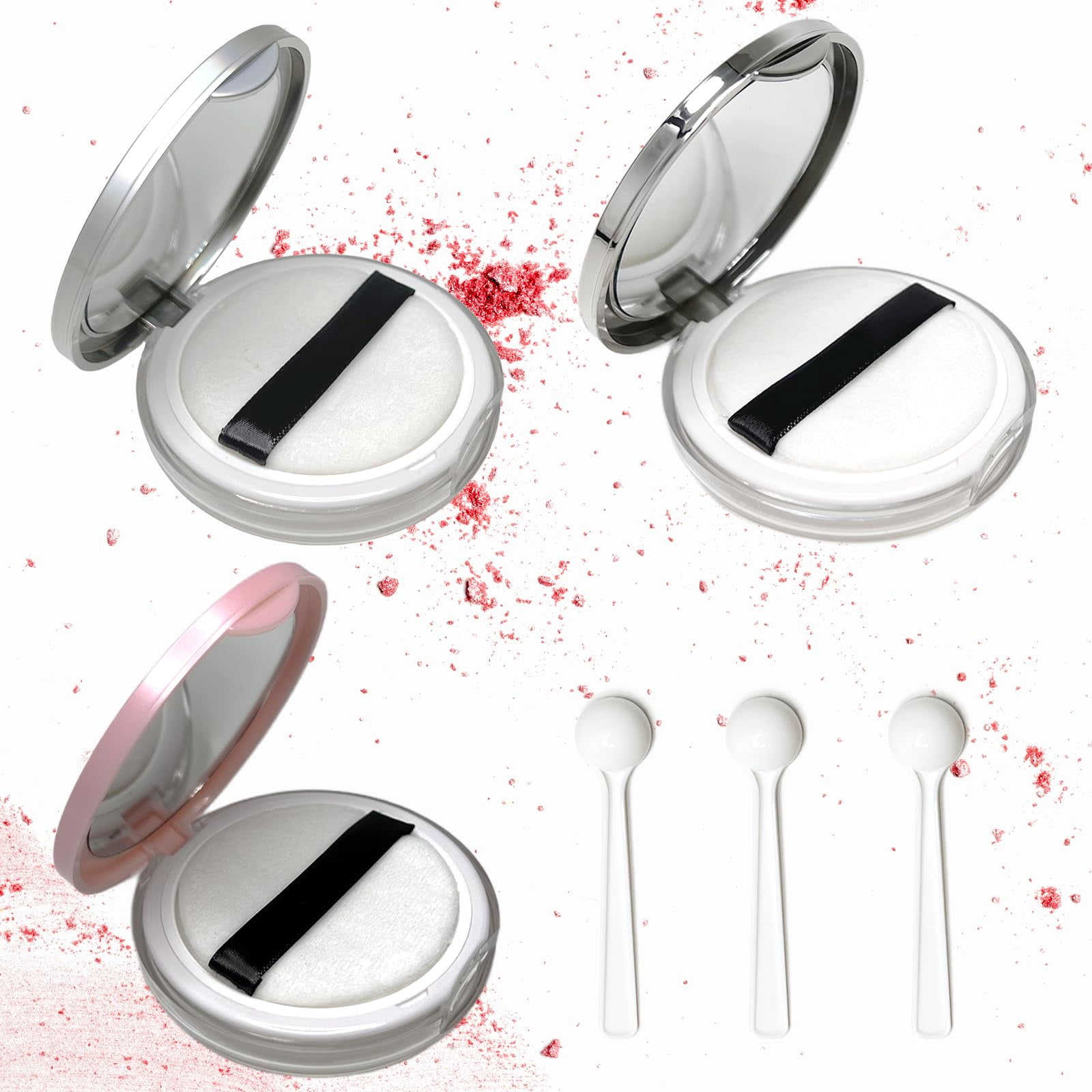 MUMULIDA Loose Powder Compact Containers 3 Pack Empty Powder Container ...