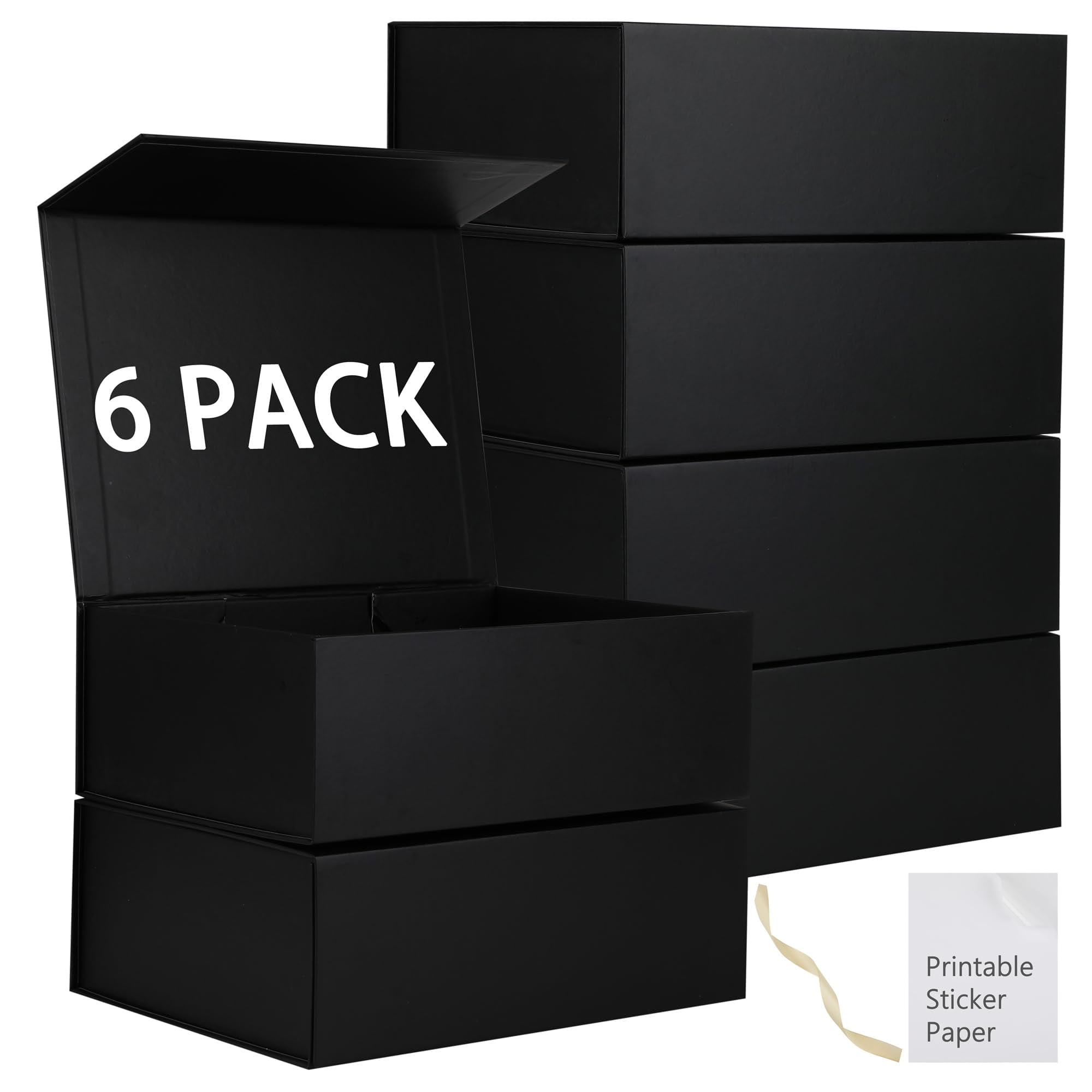 MUMUPACK 6 Pack Black Gift Boxes With Lids,12x8x4.5 Inch Bridesmaid ...