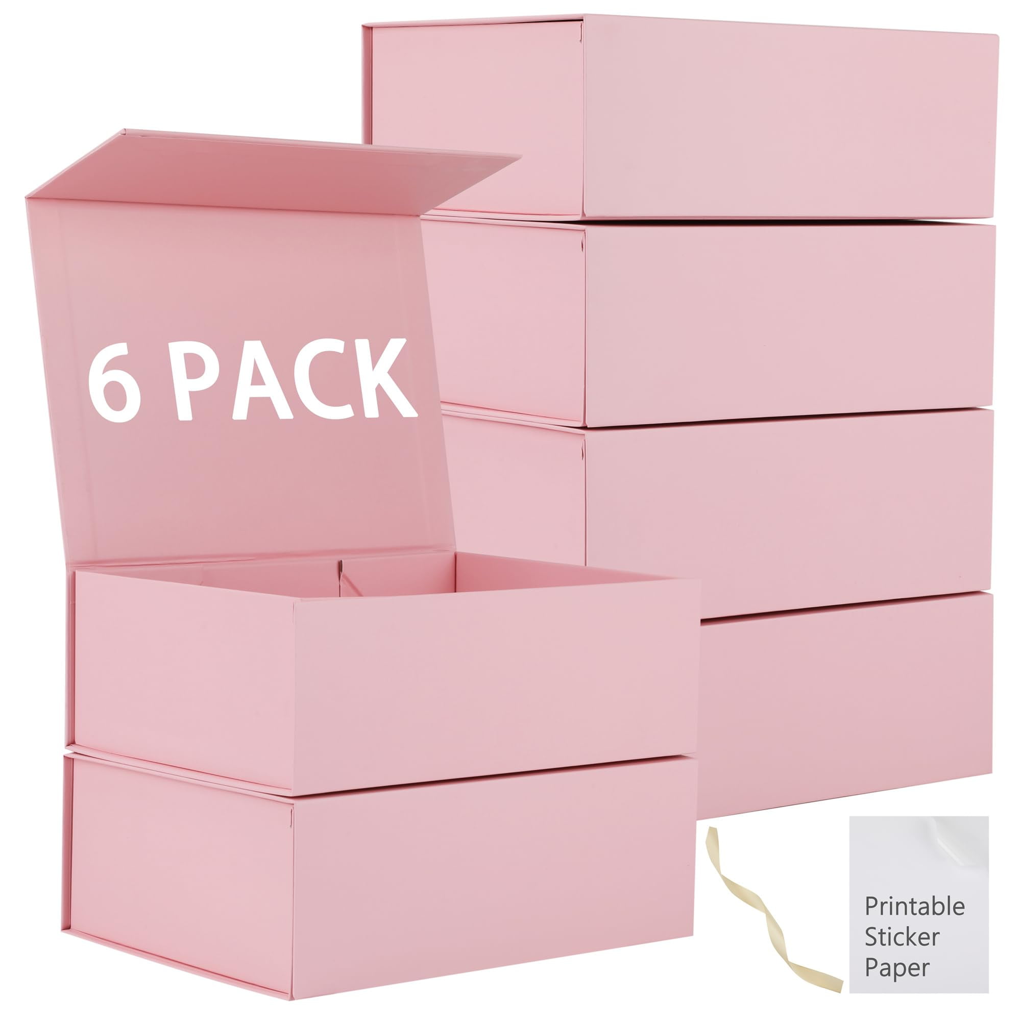 MUMUPACK 6 Pack Pink Gift Boxes With Lids,12x8x4.5 Inch Bridesmaid ...