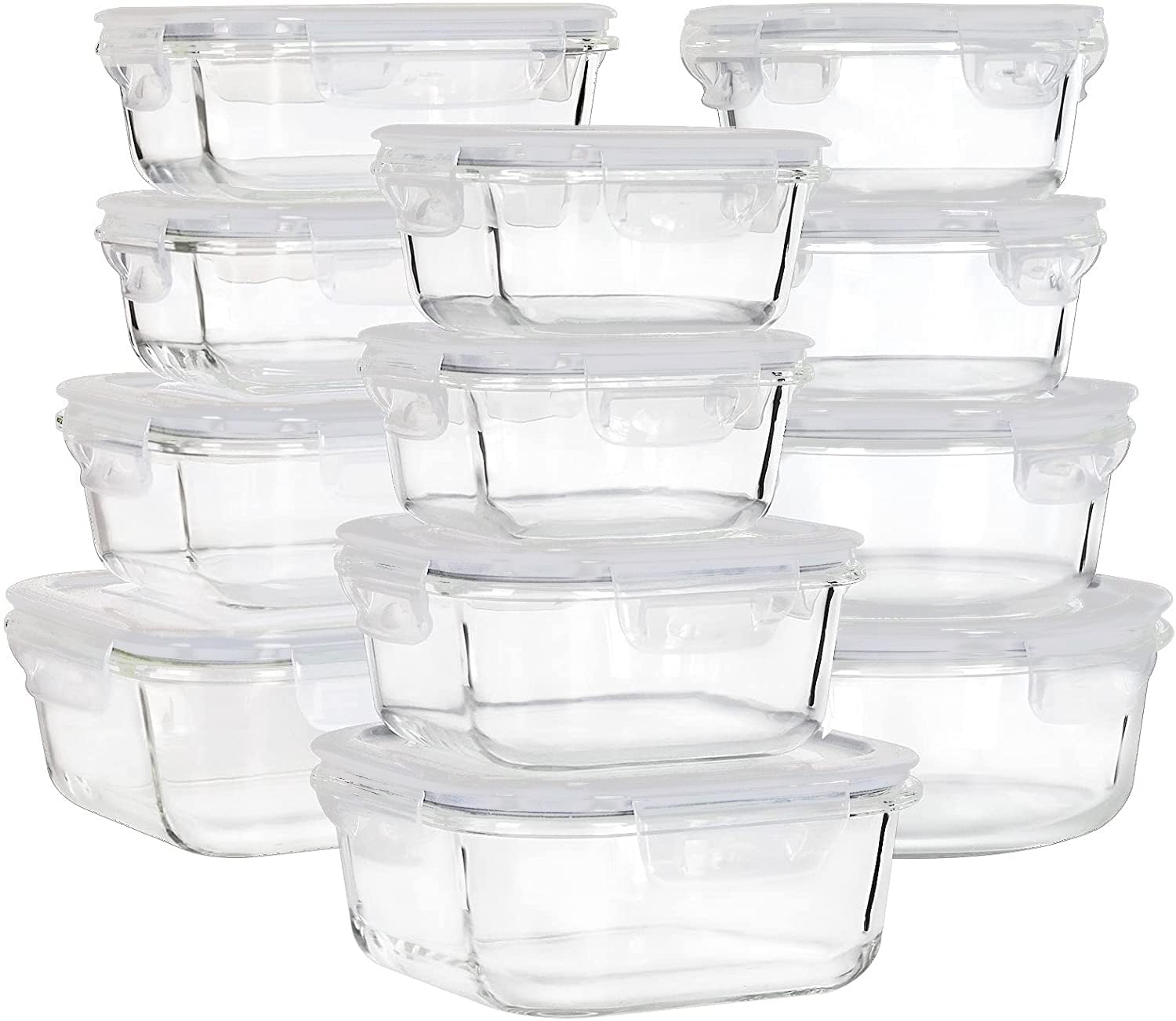 MUMUTOR Glass Food Storage Containers with Lids, [24 Piece] Glass Meal ...