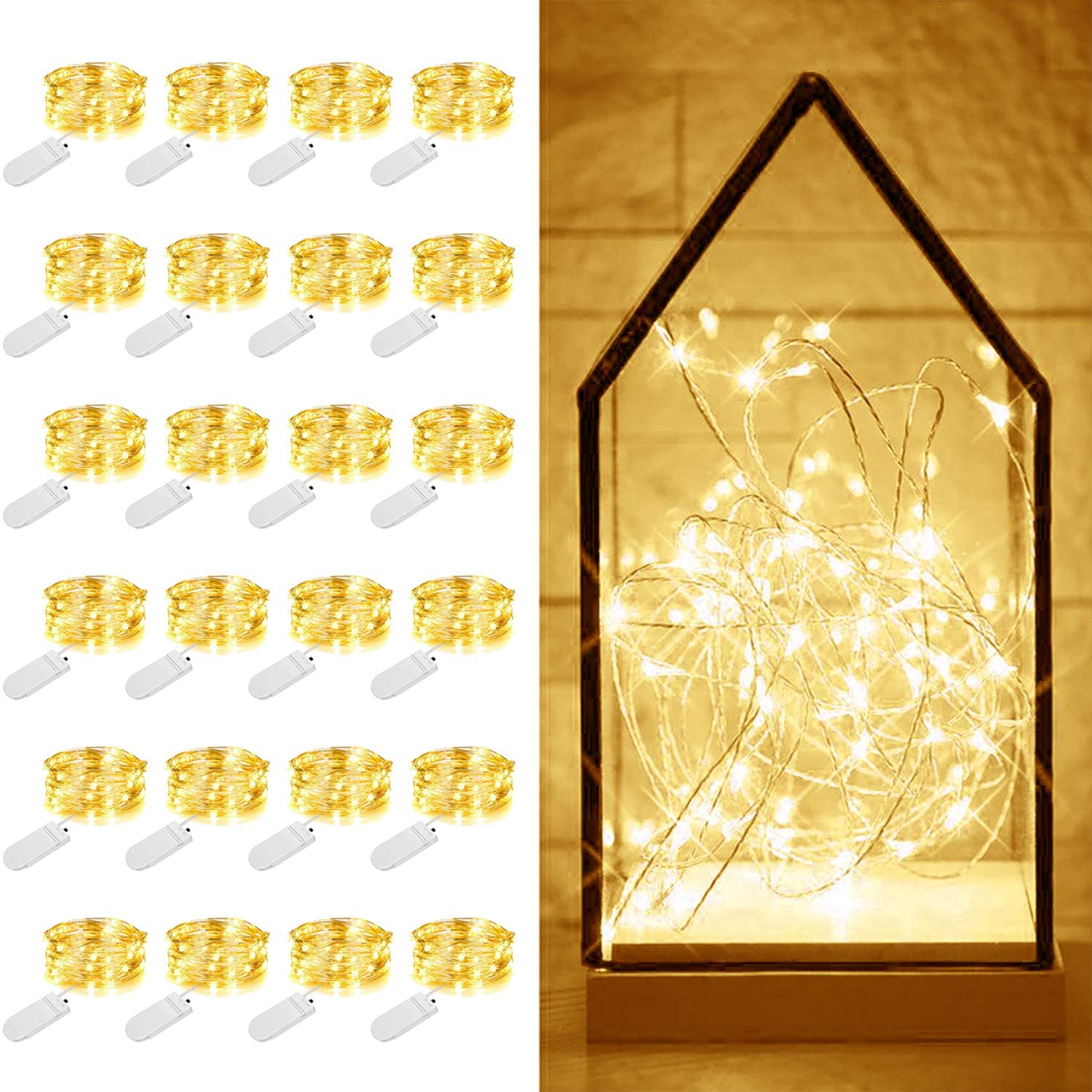 MUMUXI Fairy Lights Battery Operated [24 Pack], 7.2ft 20 LED Battery ...