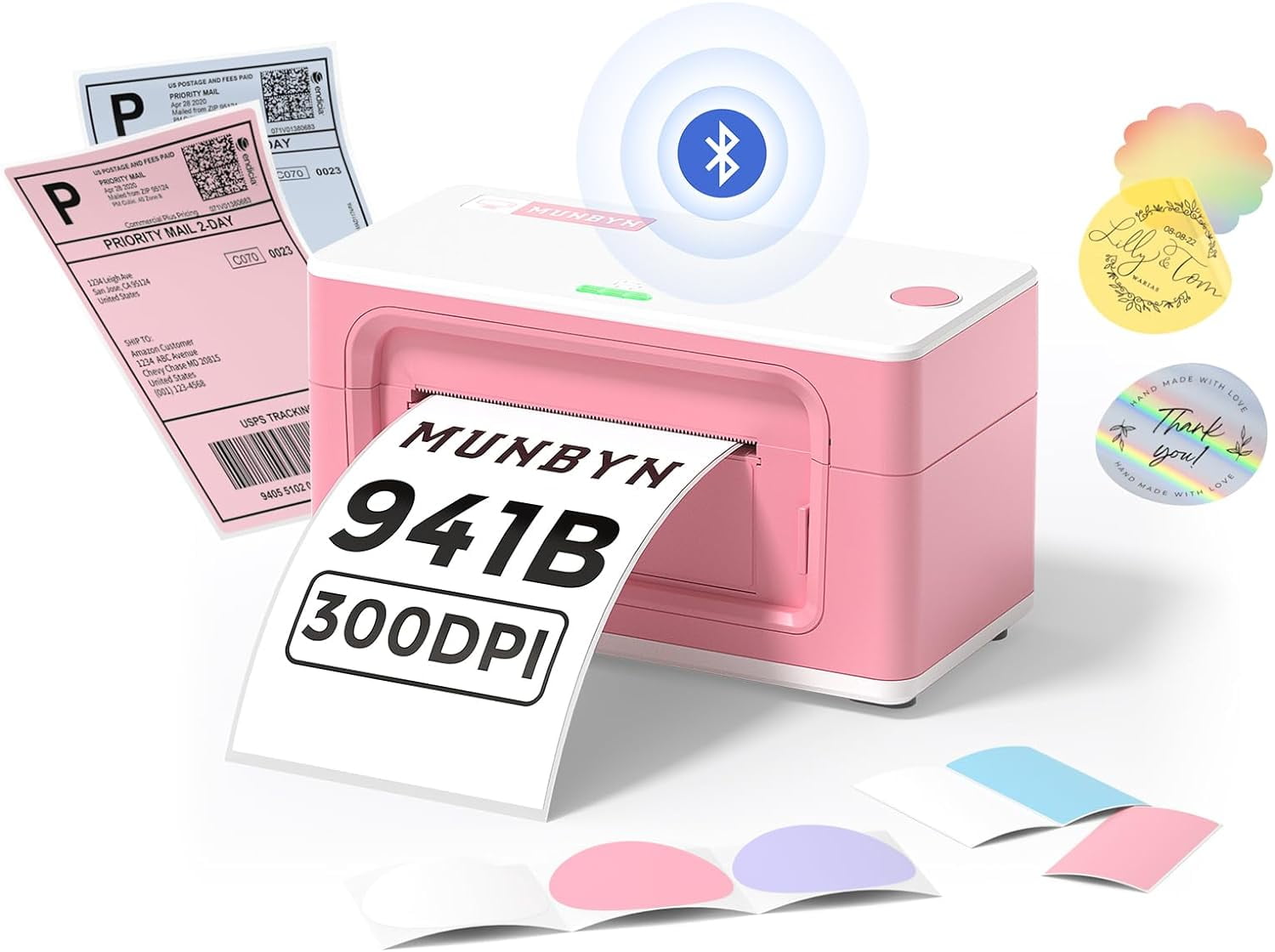 MUNBYN Bluetooth Thermal Label Printer 941BP, Wireless 300DPI 4x6 ...