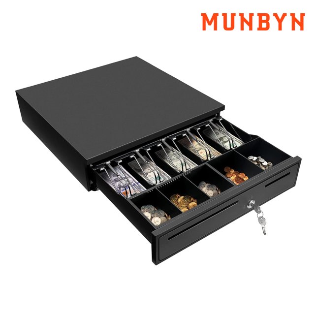 MUNBYN Cash Register Drawer, 16" Wide Cash Drawer with Removable Coin ...