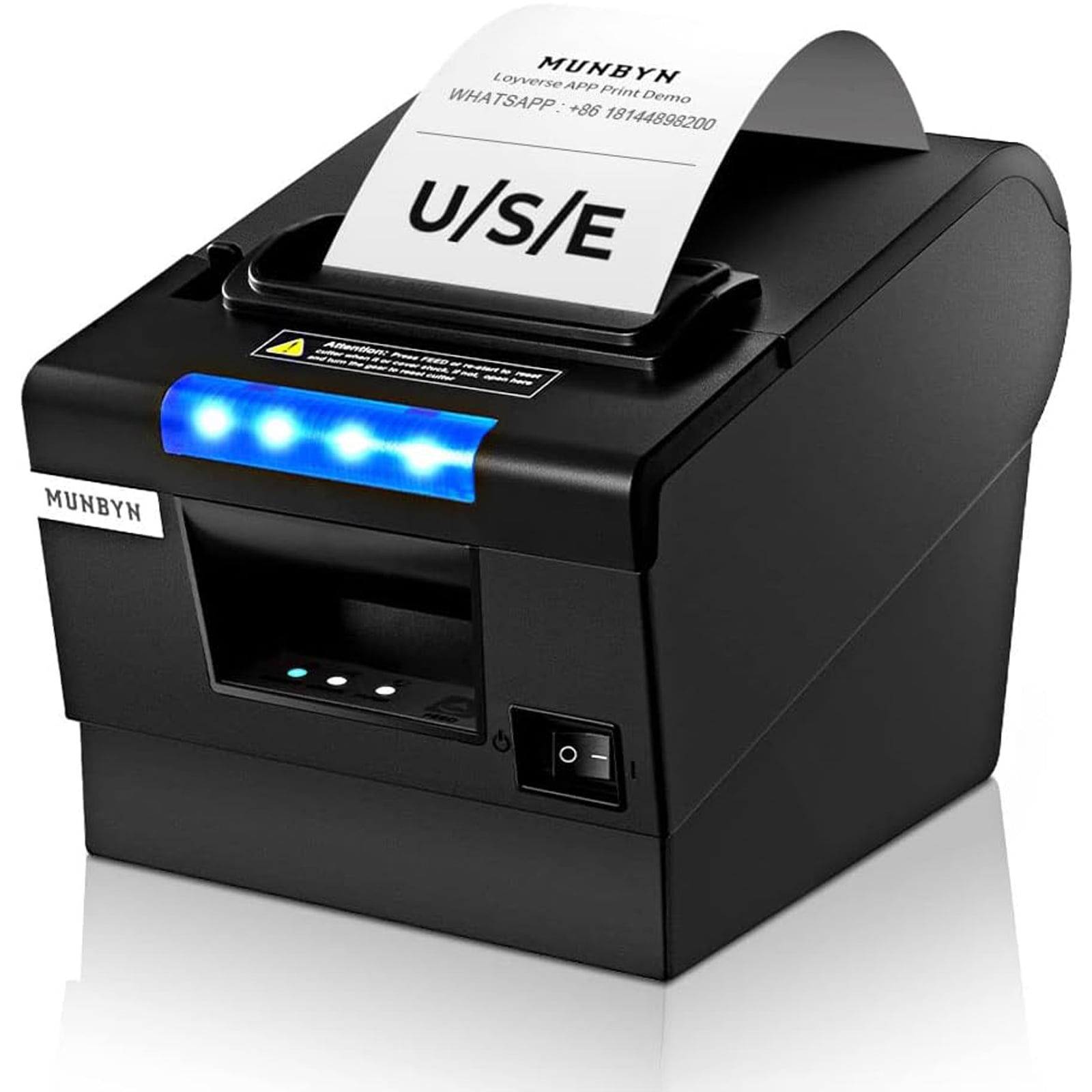 MUNBYN Receipt Printer P068, 3 1/8" 80mm Direct Thermal Printer, POS Printer with Auto Cutter ...