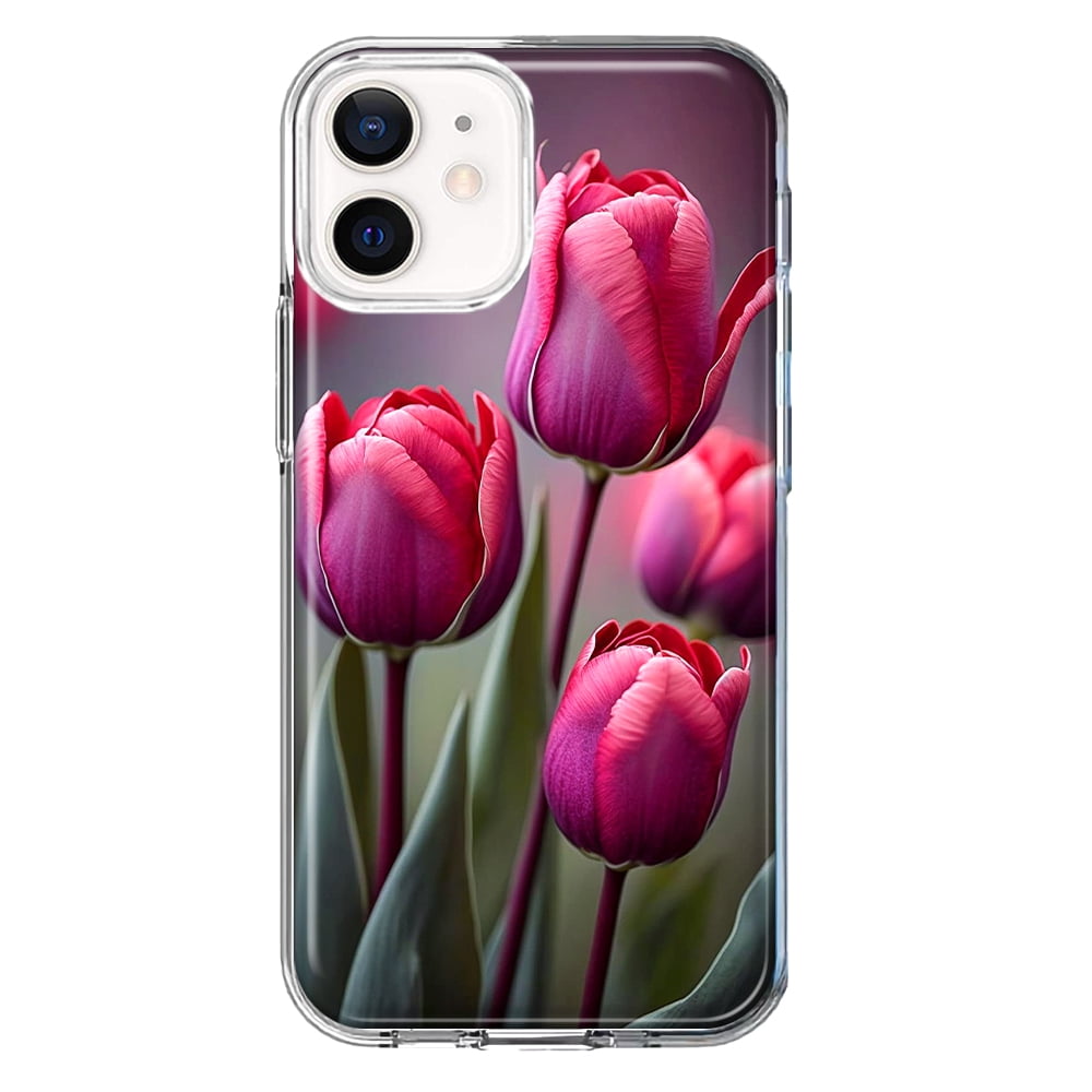 MUNDAZE Apple iPhone 11 Pink Tulip Flowers Floral Shockproof Clear ...