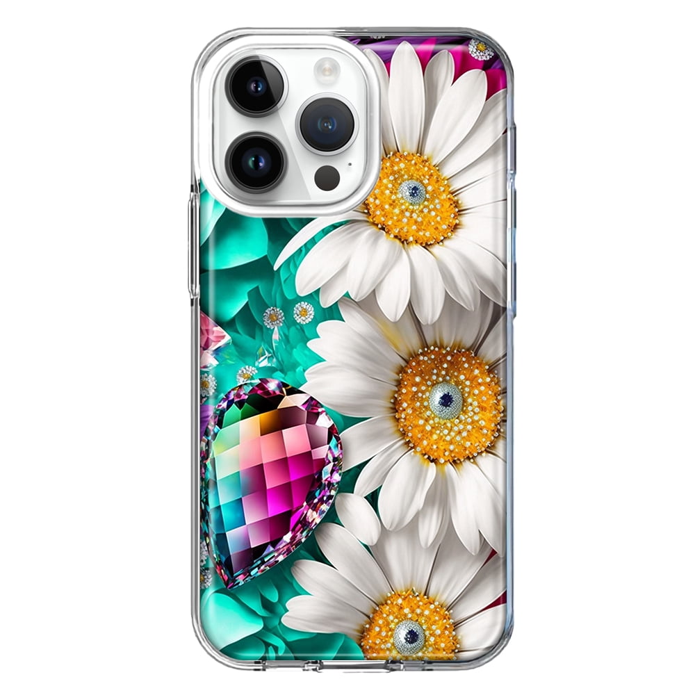 MUNDAZE Apple iPhone 14 Pro Max Colorful Crystal White Daisies Rainbow ...