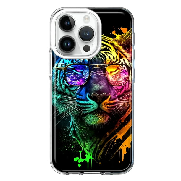 MUNDAZE Apple iPhone 14 Pro Neon Rainbow Swag Tiger Shockproof Clear ...