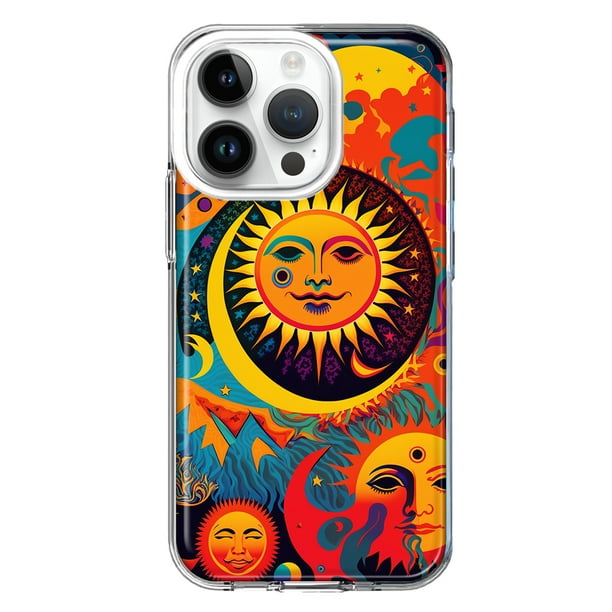 MUNDAZE Apple iPhone 14 Pro Shockproof Clear Hybrid Protective Phone Case Neon Psychedelic Indie ...