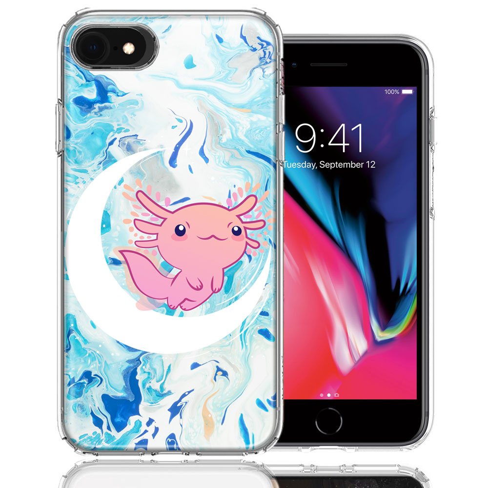 MUNDAZE For Apple iPhone 6/7/8/SE Pink Axolotl Moon Mable Design Double ...