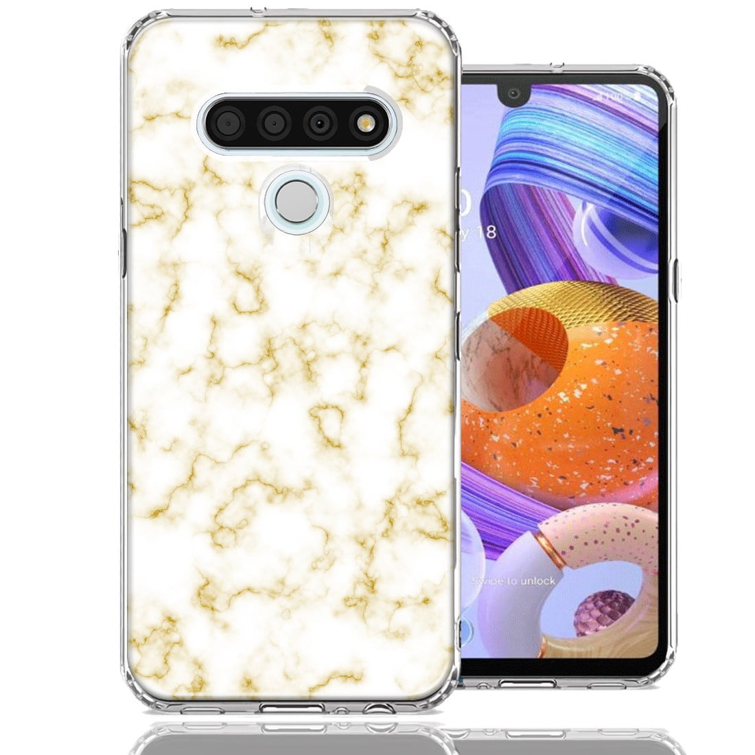 MUNDAZE For LG Stylo 6 Gold Marble Design Double Layer Phone Case Cover ...
