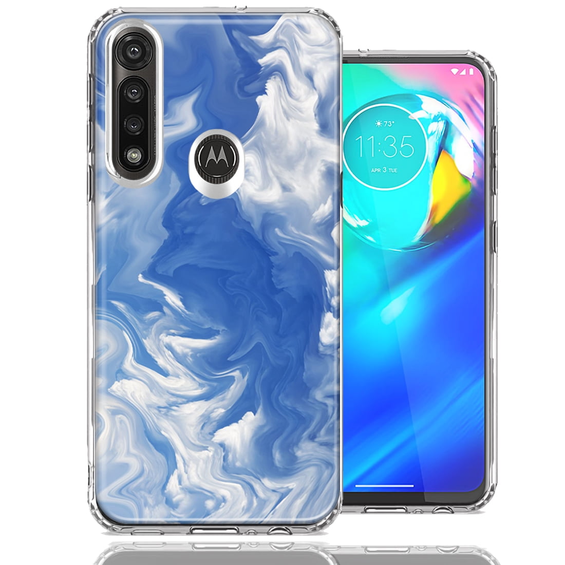 MUNDAZE For Motorola Moto G Power Sky Blue Swirl Design Double Layer ...