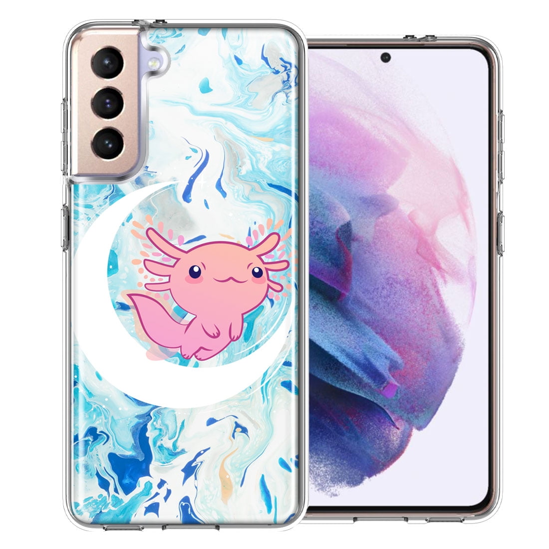 MUNDAZE For Samsung Galaxy S21 Pink Axolotl Moon Mable Design Double ...