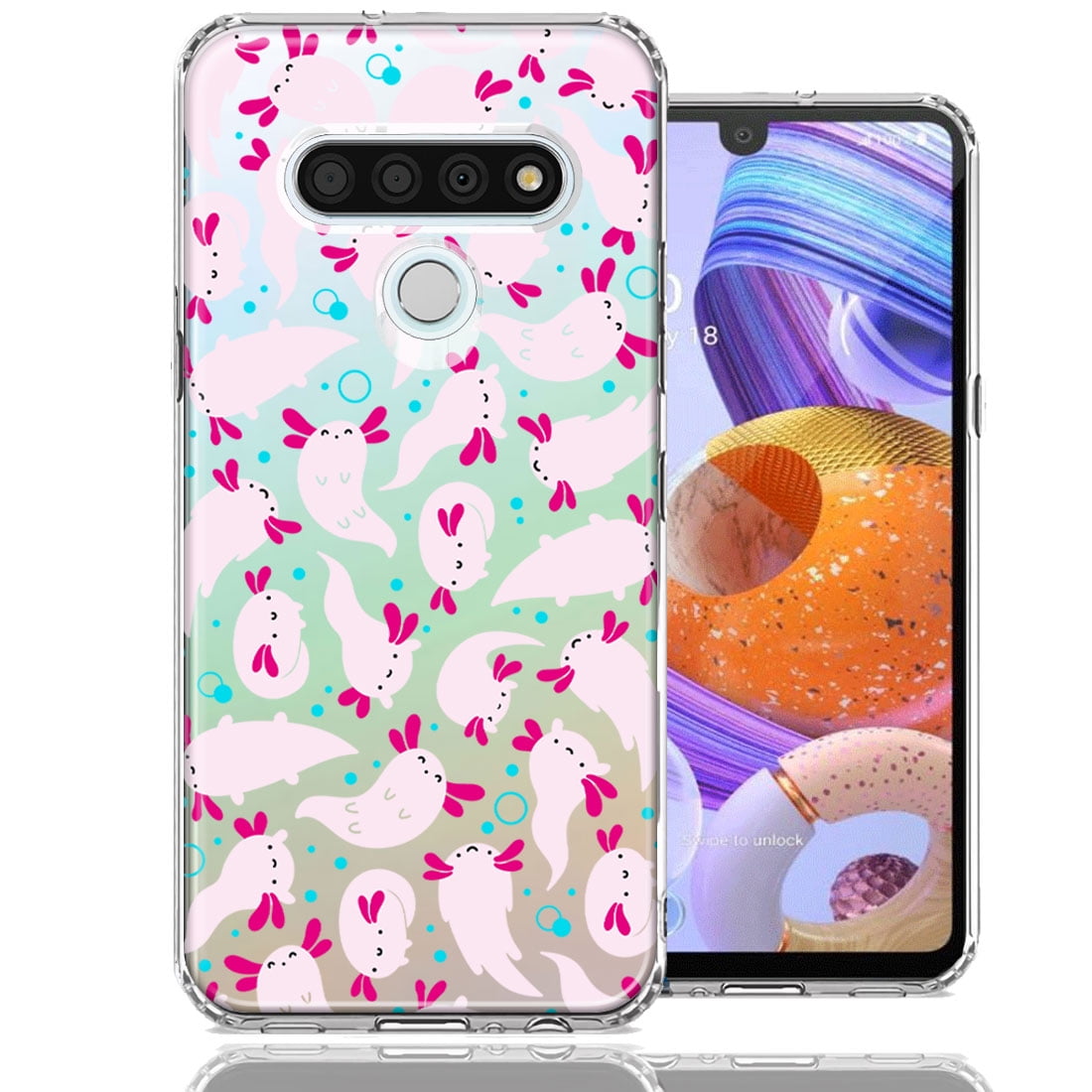 MUNDAZE LG Stylo 6 Pink Happy Swimming Axolotls Polka Dots Double Layer ...
