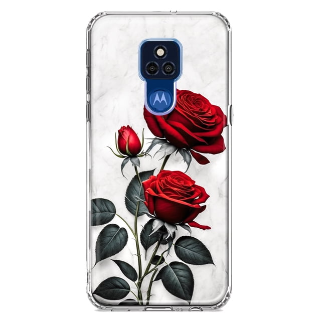 MUNDAZE Motorola Moto G Play 2021 White Marble Red Roses Double Layer ...