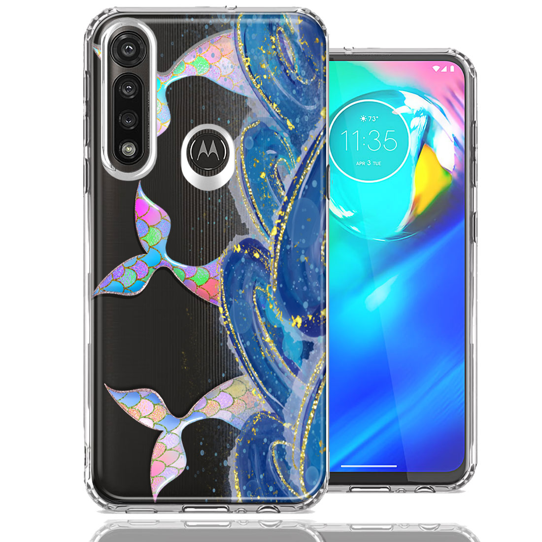 MUNDAZE Motorola Moto G Power Rainbow Mermaid Tails Scales Ocean Waves ...