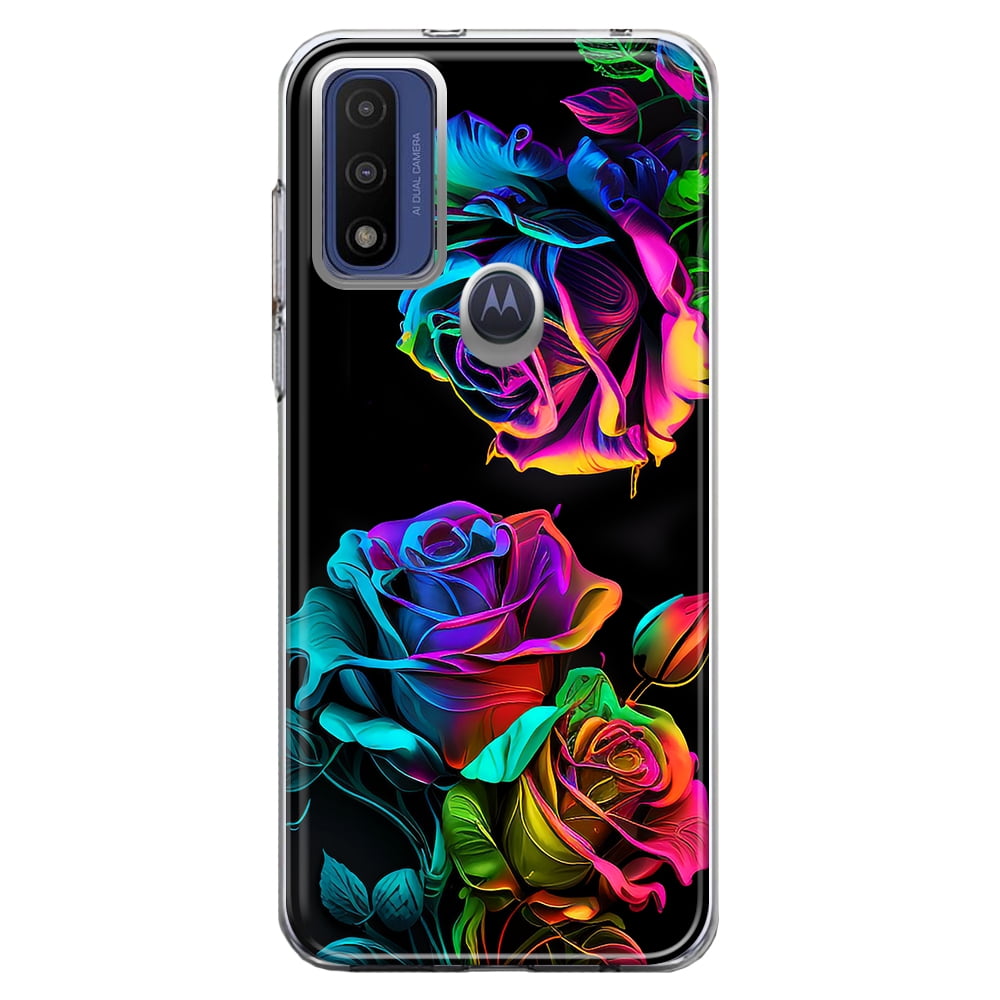 MUNDAZE Motorola Moto G Pure Colorful Neon Rainbow Glow Roses Double ...