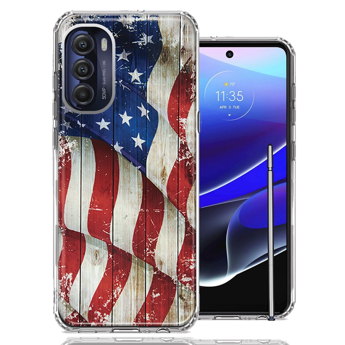 MUNDAZE Motorola Moto G Stylus 4G 2022 Vintage USA Flag Double Layer ...