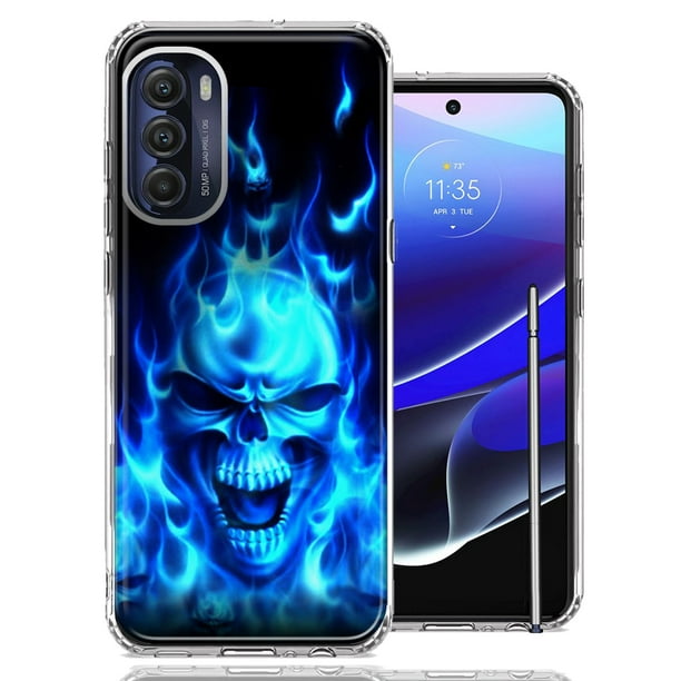 MUNDAZE Motorola Moto G Stylus 5G 2022 Blue Flaming Skull Double Layer ...
