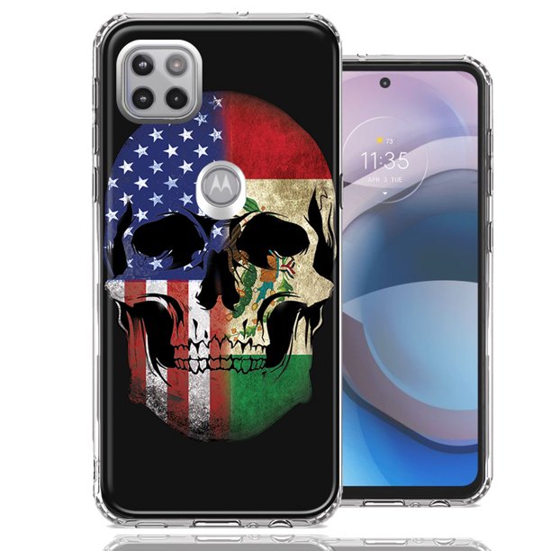 MUNDAZE Motorola Moto One 5G Ace US Mexico Flag Skull Double Layer ...