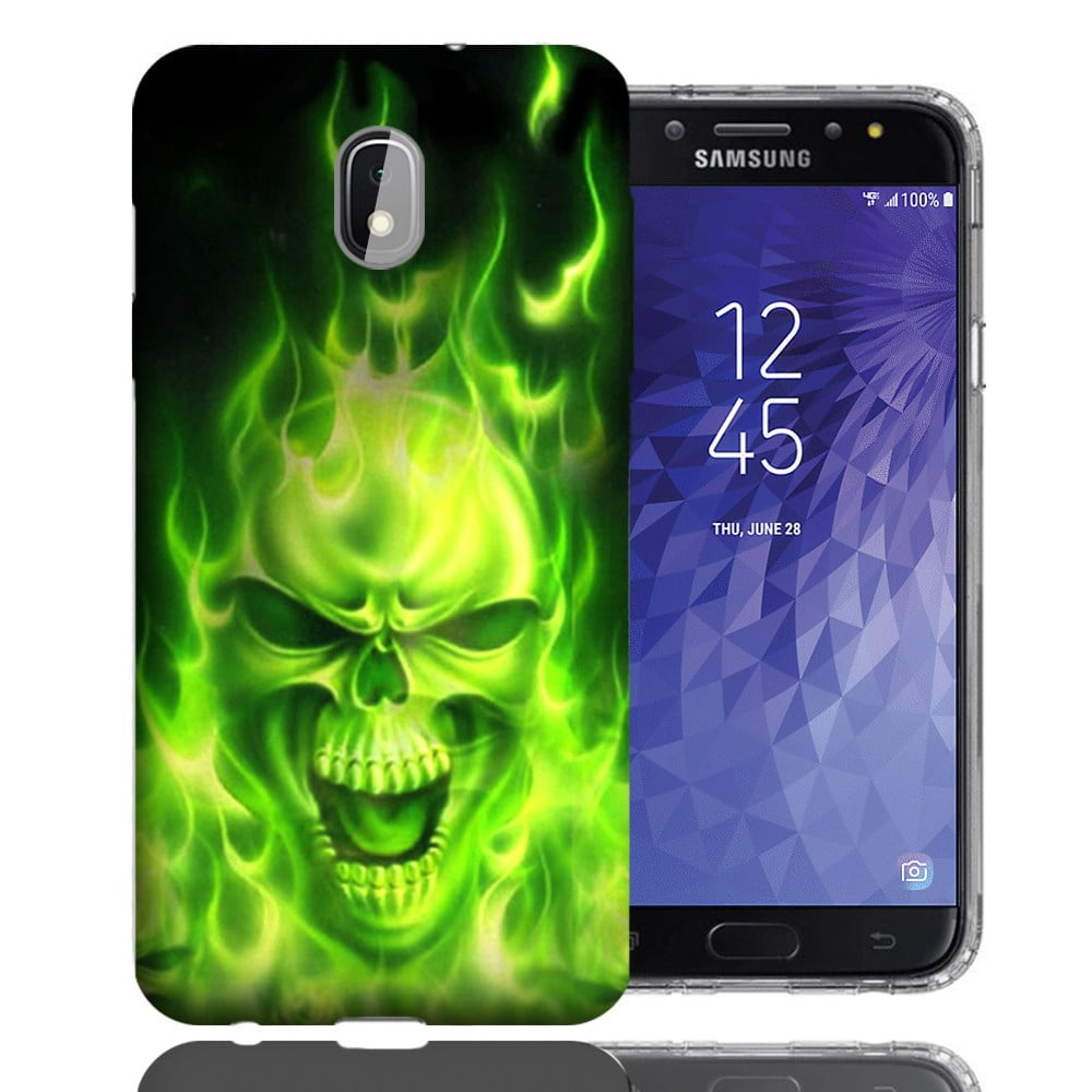 MUNDAZE Samsung Express Prime 3/Amp Prime 3/J3 V Green Flaming Skull ...