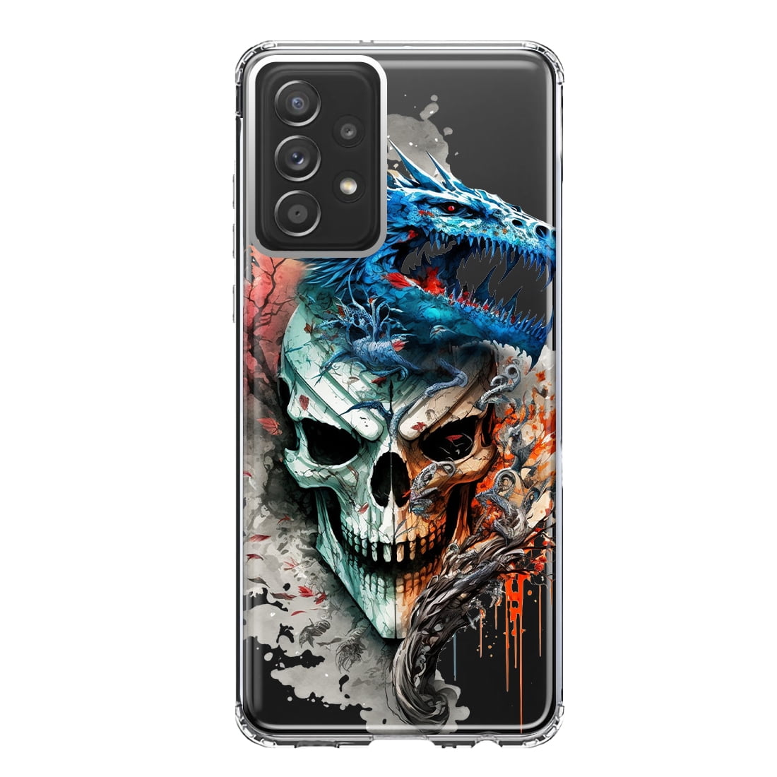 MUNDAZE Samsung Galaxy A52 Fantasy Blue Dragon Dream Skull Double Layer ...