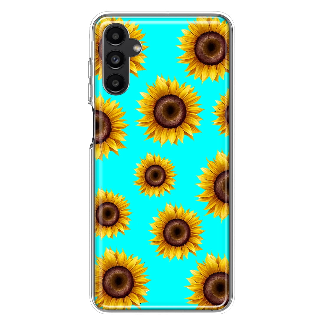 MUNDAZE Samsung Galaxy A54 5G Yellow Sunflowers Polkadot on Turquoise Teal Double Layer Phone ...