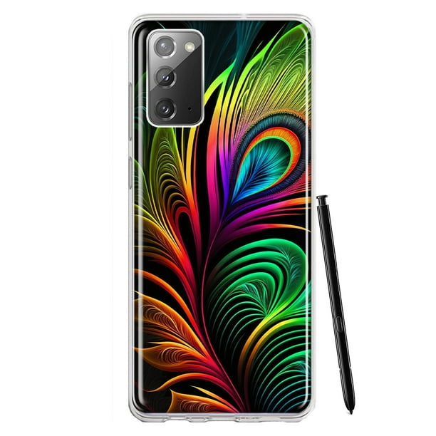 MUNDAZE Samsung Galaxy Note 20 Neon Rainbow Glow Peacock Feather ...